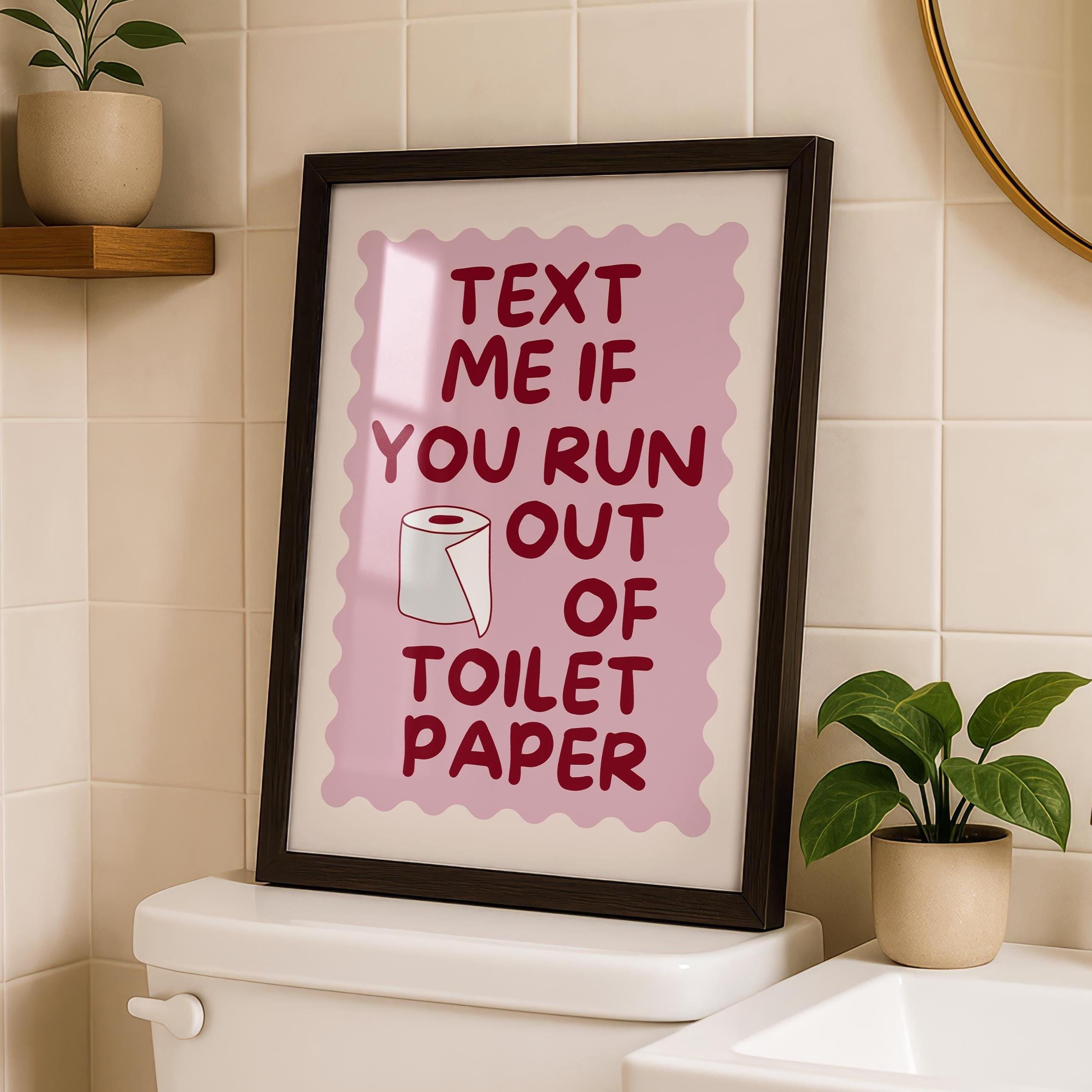 Affixzi Funny Toilet Paper Print - Cute Wall Art - Bathroom Decor ...