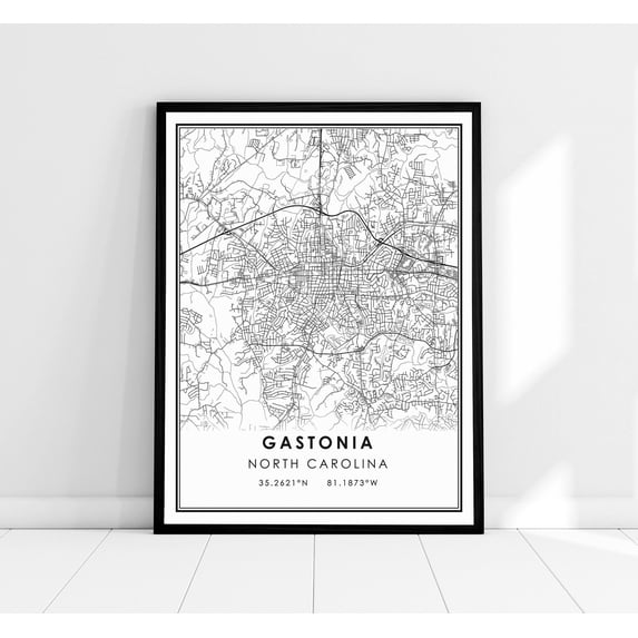 Affixzi Gastonia North Carolina Map Print Poster Canvas, Gastonia City ...