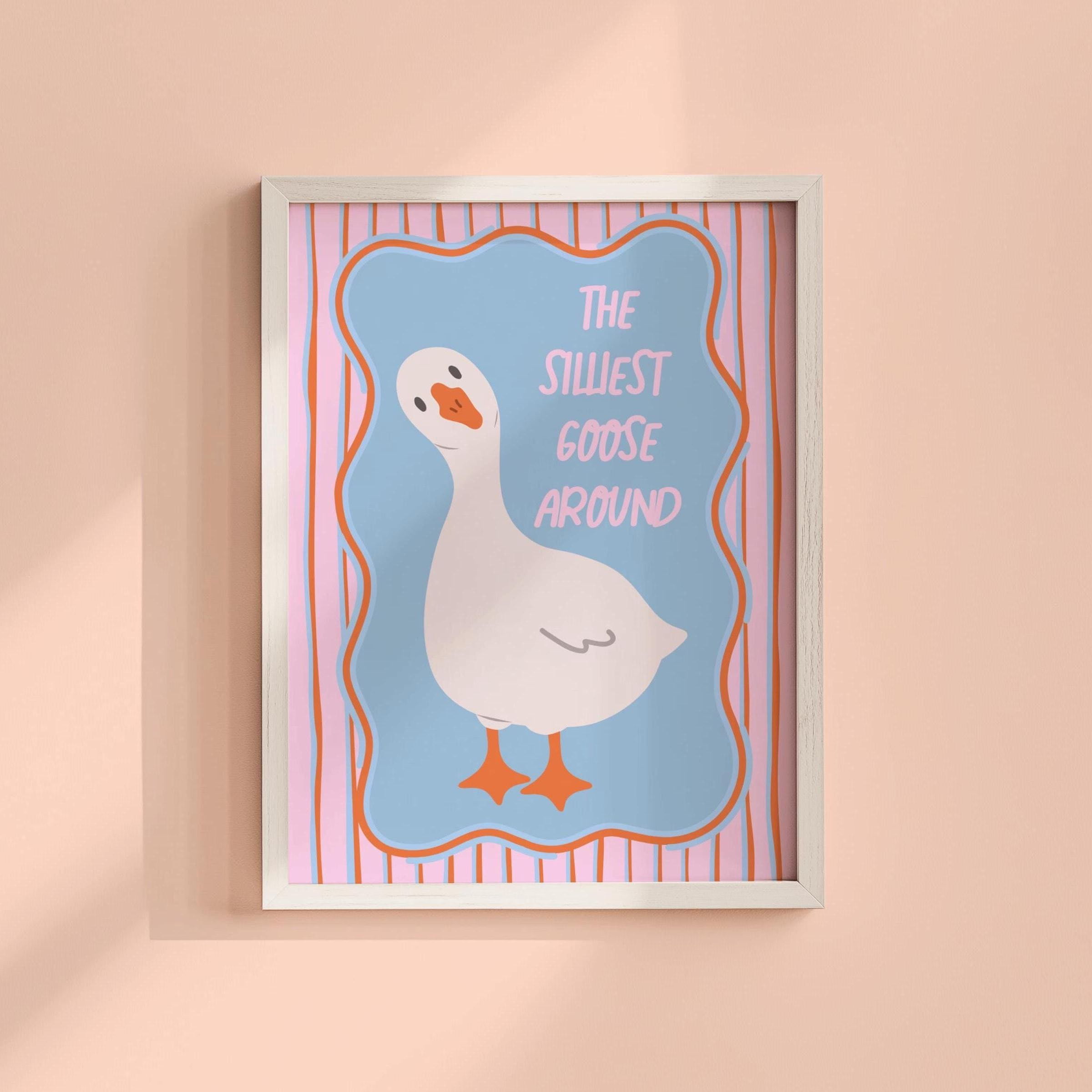 Affixzi Goose Print, Animal Wall Art, Cute Goose Poster, Cottagecore ...