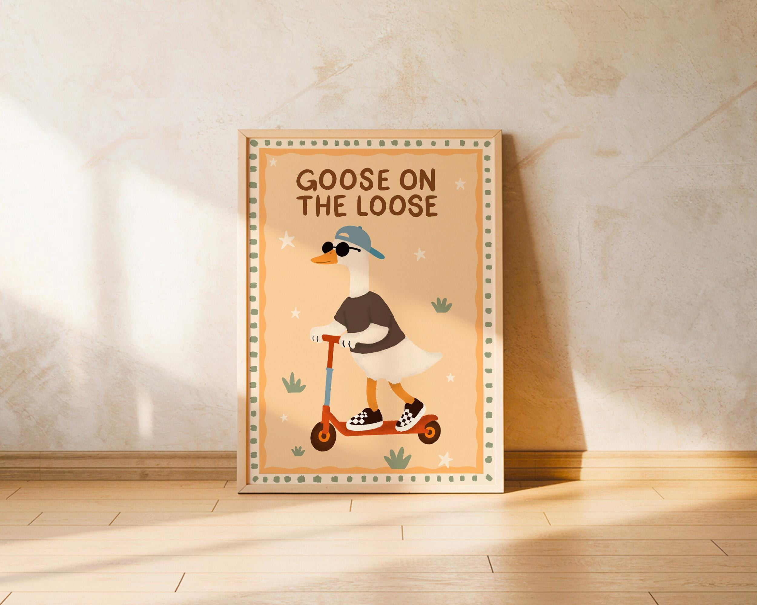 Affixzi Goose on Scooter Wall Art, Animal Poster, Whimsical Boho Print ...