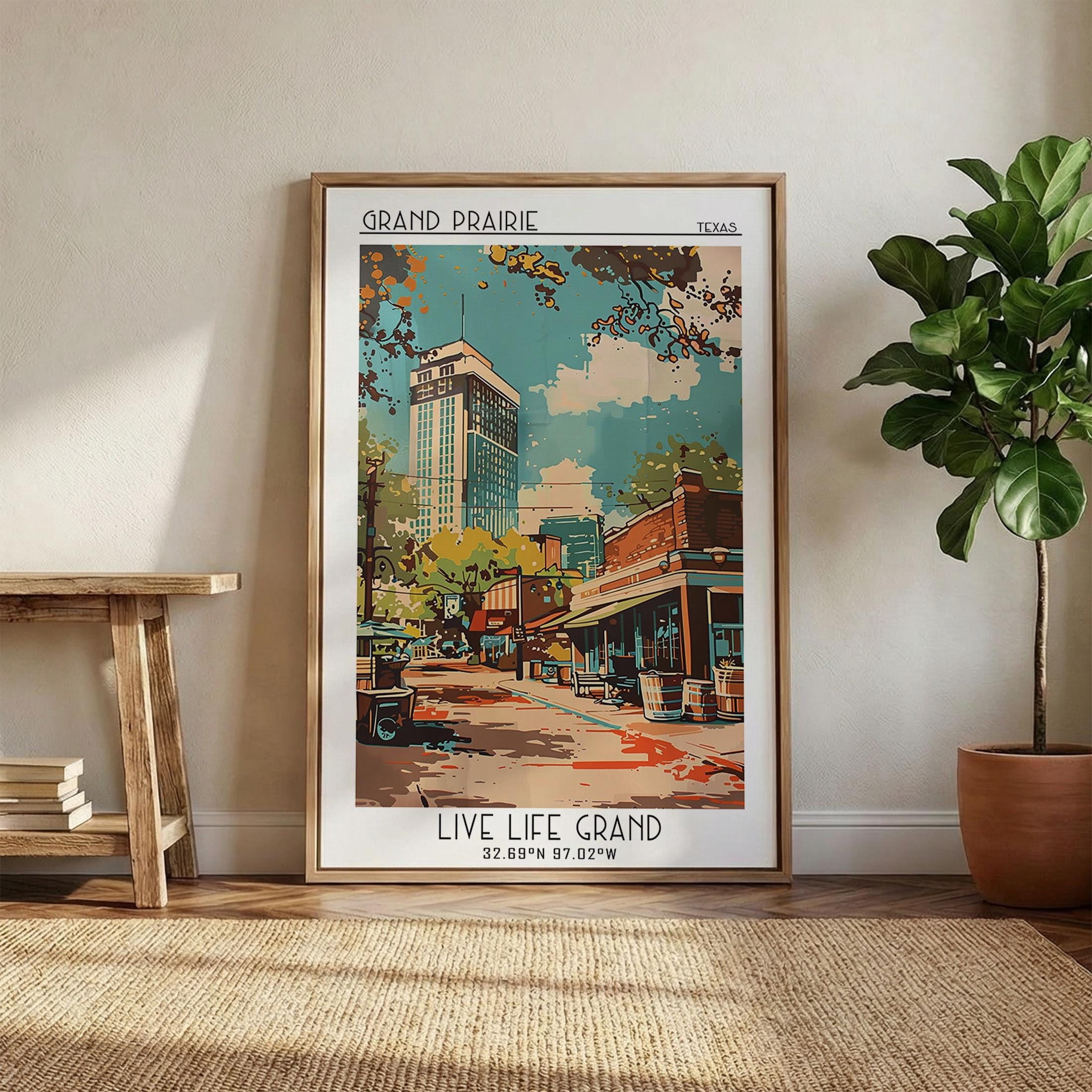Affixzi Grand Prairie Travel Poster, Retro Travel Poster, City Wall Art ...