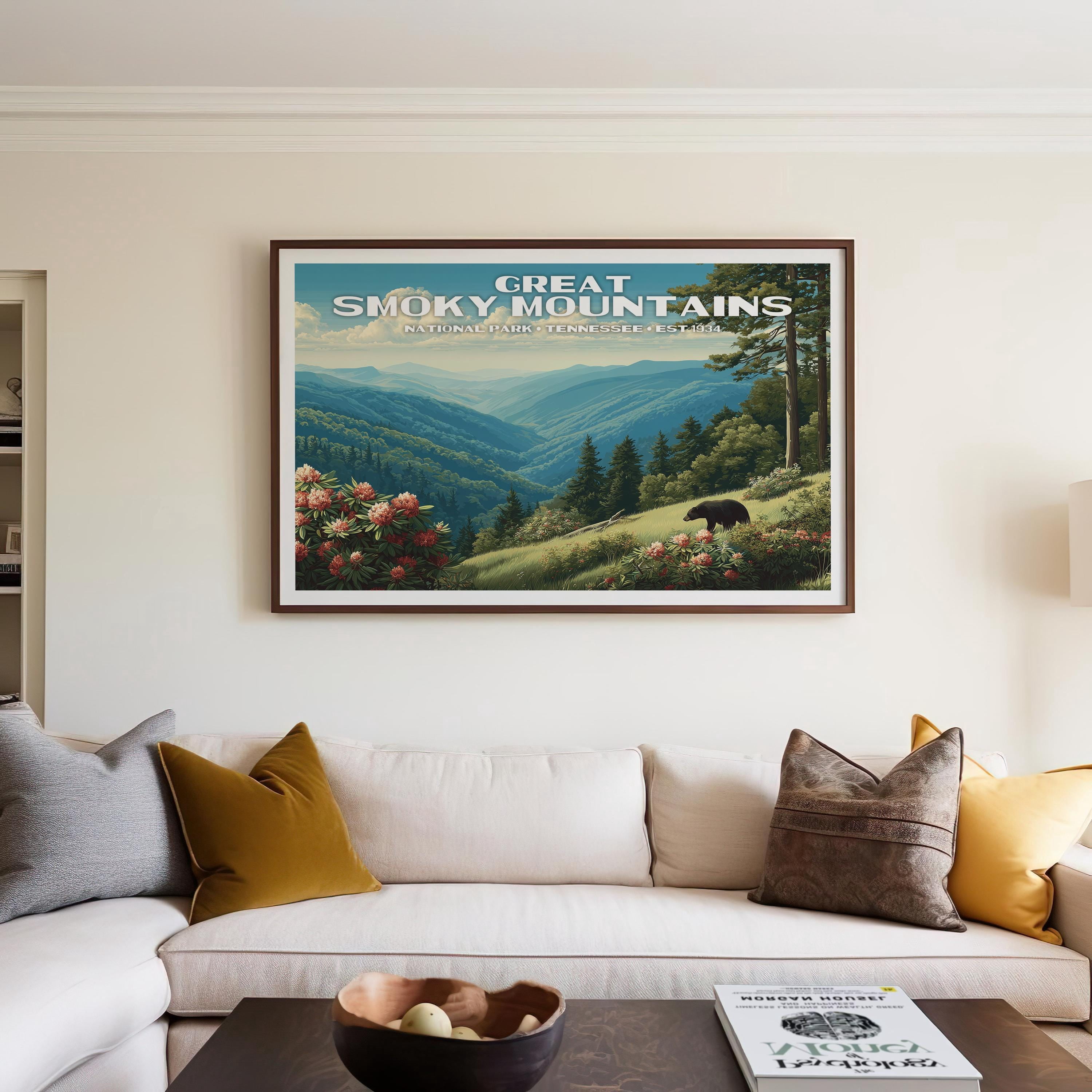 Affixzi Great Smoky Mountains National Park Poster, Vintage Wall Art ...