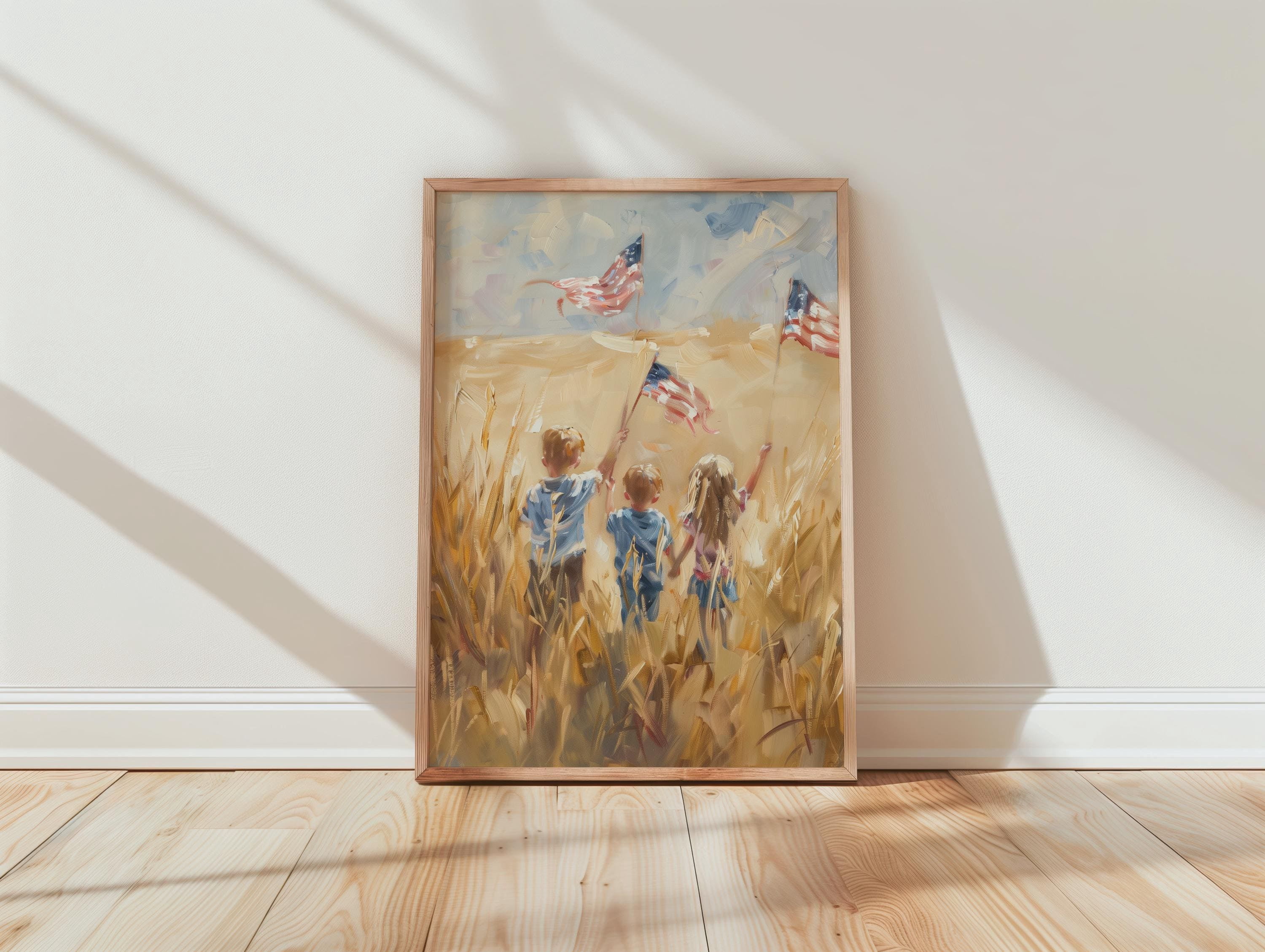 Affixzi Impressionist Wall Art Print, Golden Wheat Field, Americana ...