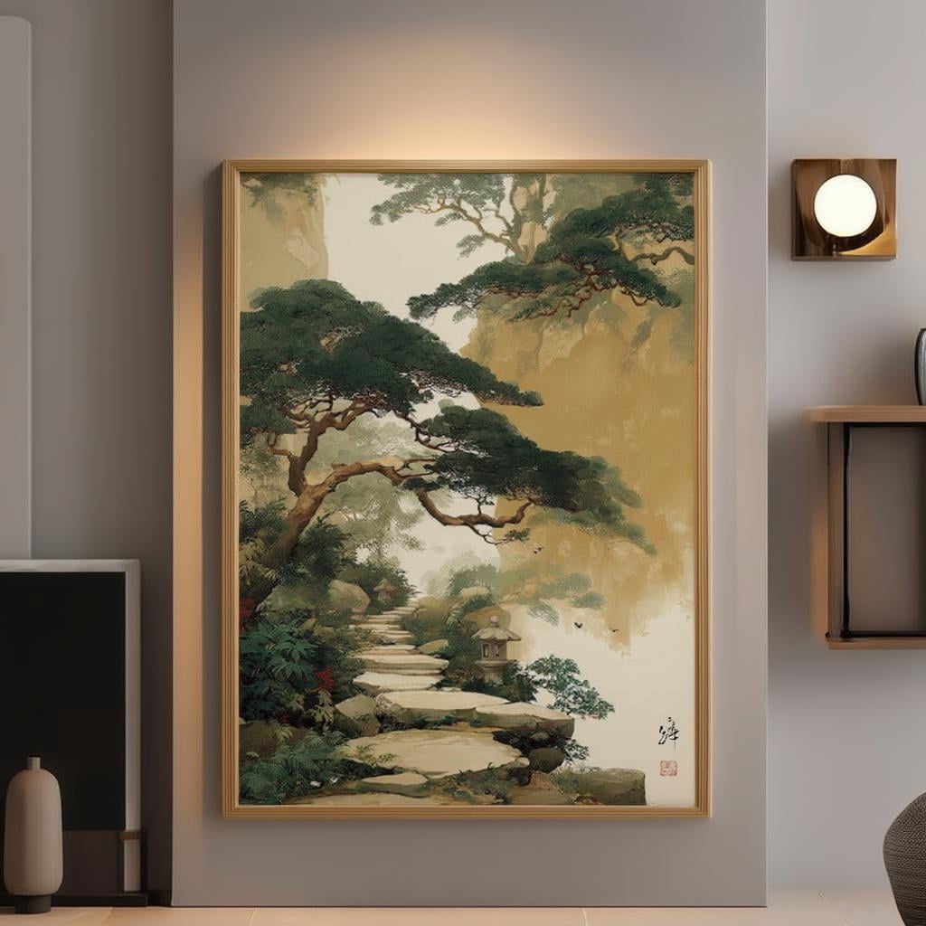 Affixzi Japanese Garden Path Poster, Forest Landscape Wall Art, Serene ...