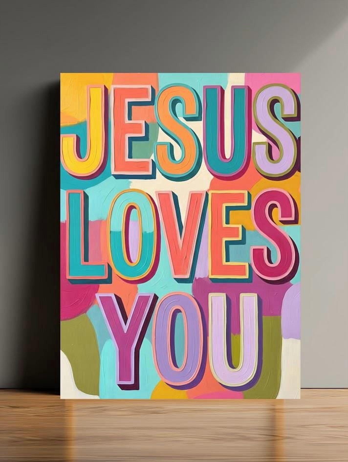 Affixzi Jesus Loves You Wall Art, Colorful Christian Poster or Canvas ...