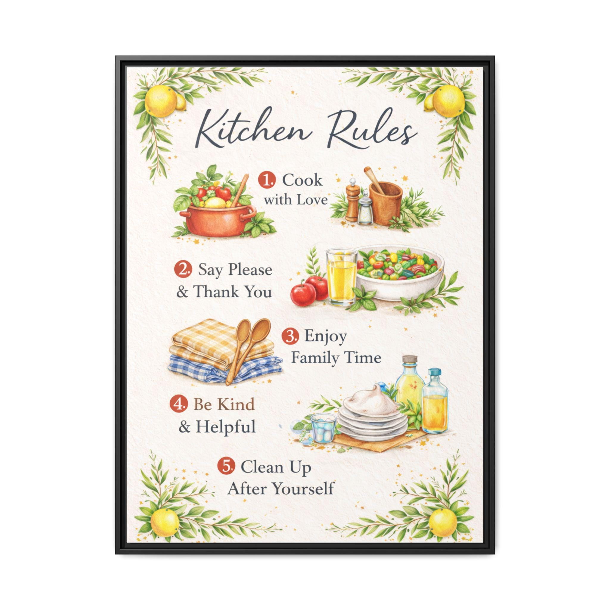 Affixzi Kitchen Rules Matte Print, Rustic Lemon Wall Art, Farmhouse ...