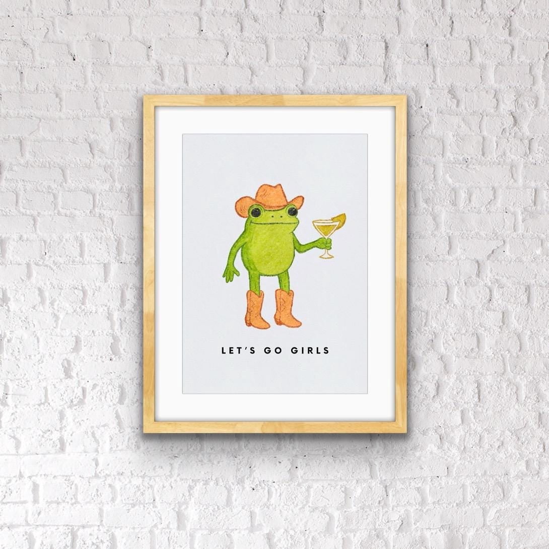 Affixzi Kitchen Wall Art, Cowgirl Frog Print, Quirky Country Kitchen ...