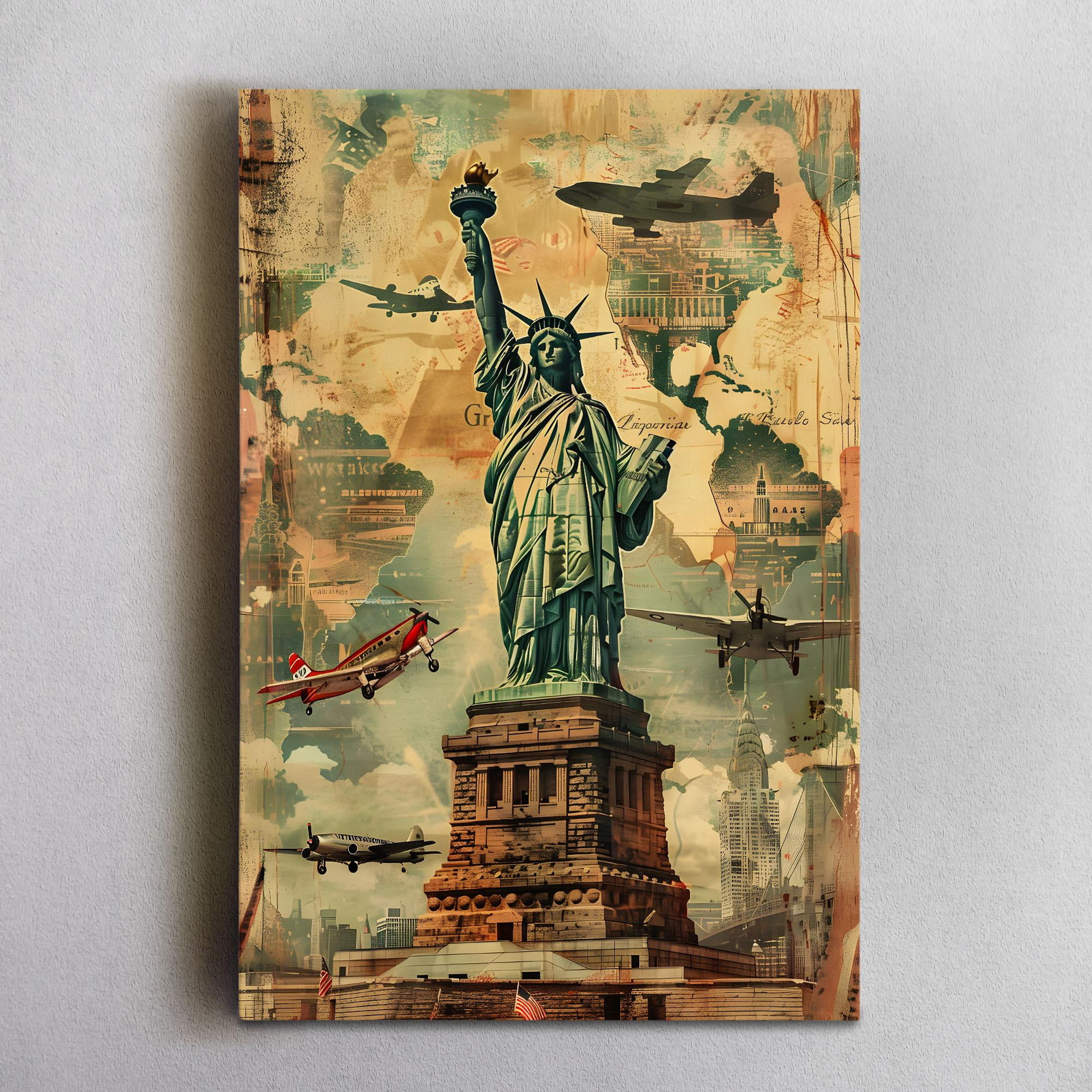 Affixzi Lady Liberty Vintage Style Background Poster, Wall Decor Retro ...
