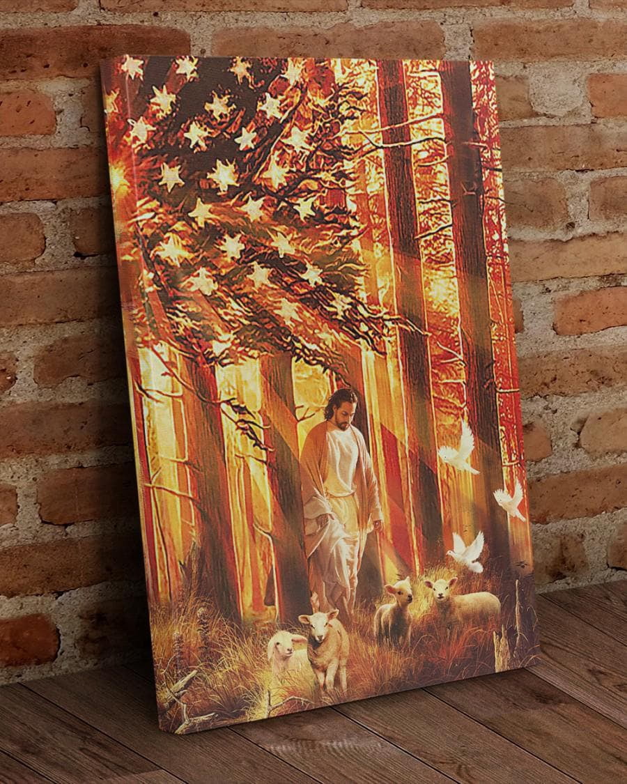 Affixzi Lamb and Doves American Flag Wall Art, Walking With The Lambs ...