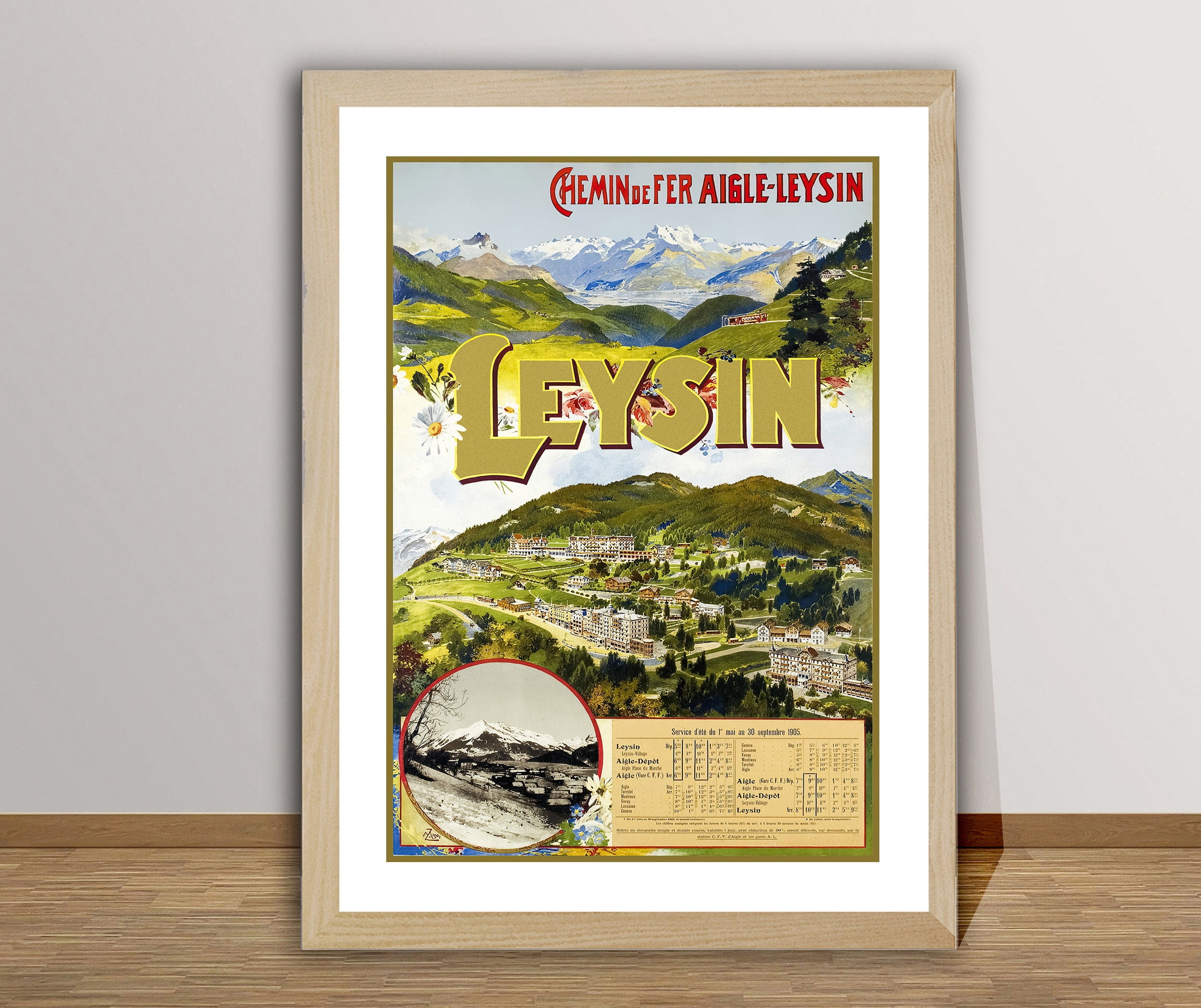 Affixzi Leysin Switzerland Vintage Travel Poster Print, Unframed Canvas ...
