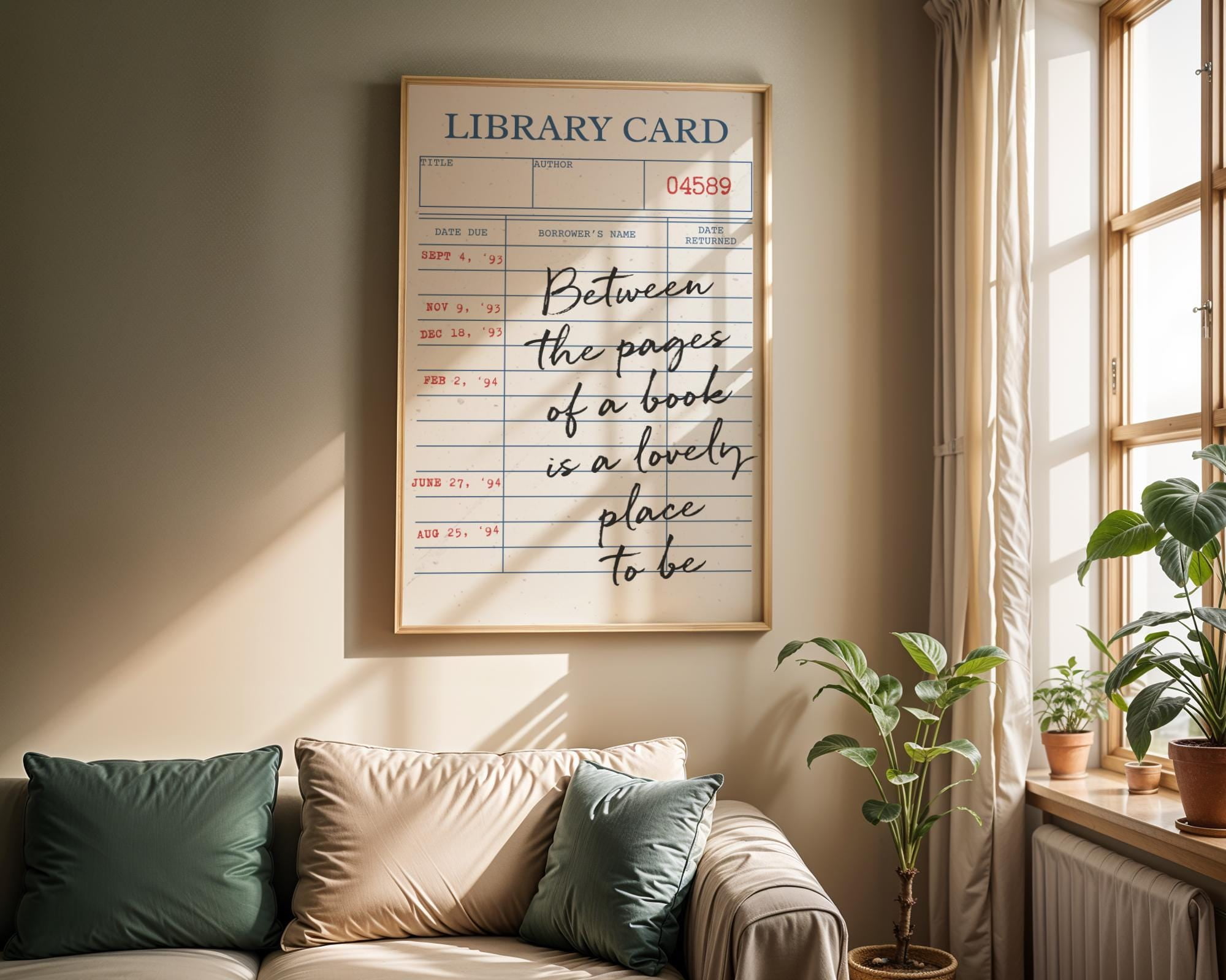 Affixzi Library Card Art Print | Vintage Decor | Book Lover Gift | Wall ...