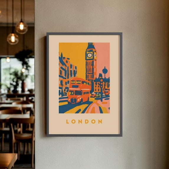 Affixzi London Travel Poster | Retro UK City Wall Art | Mid Century ...