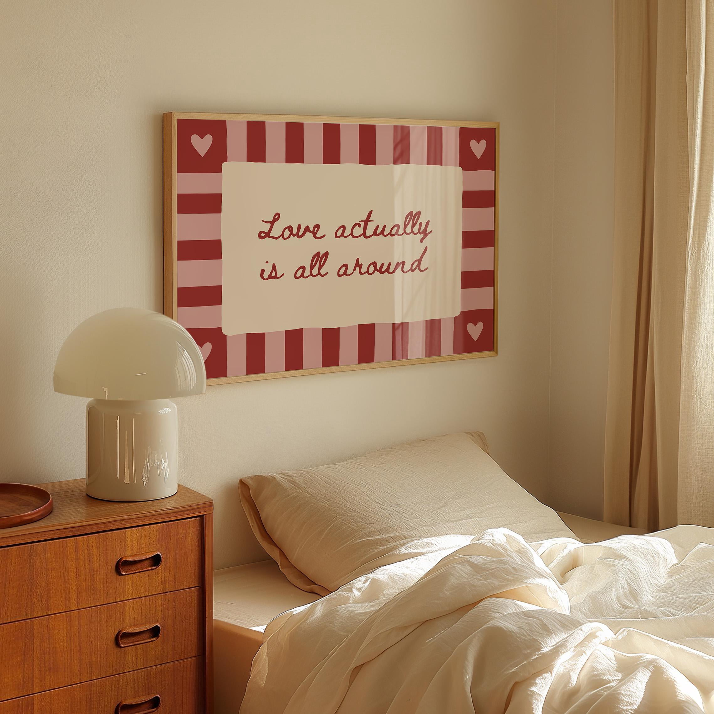 Affixzi Love Actually Is All Around Print, Striped Homely Vintage Wall ...