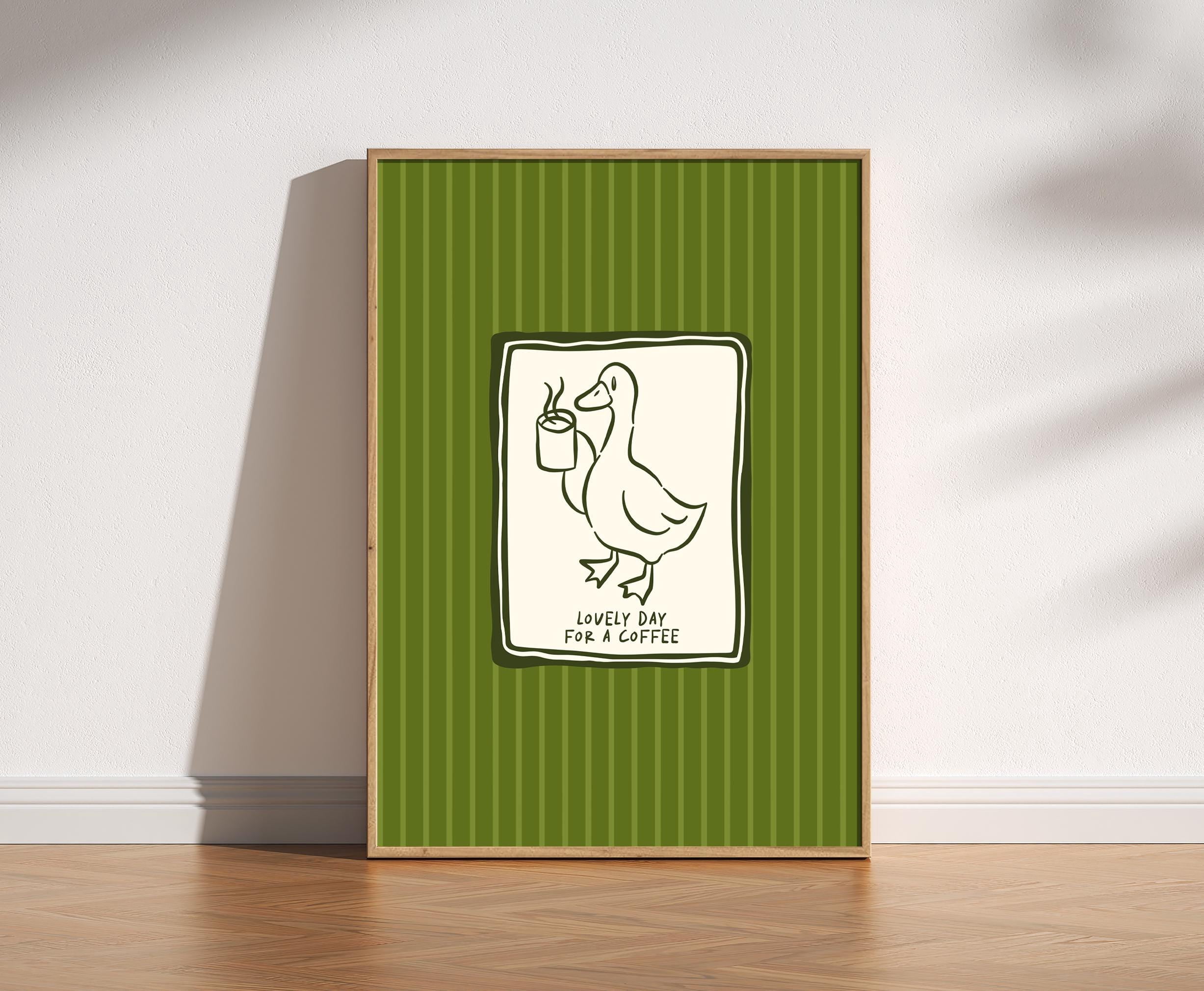 Affixzi Lovely Day For A Coffee Goose Print | Whimsical Goose Wall Art ...