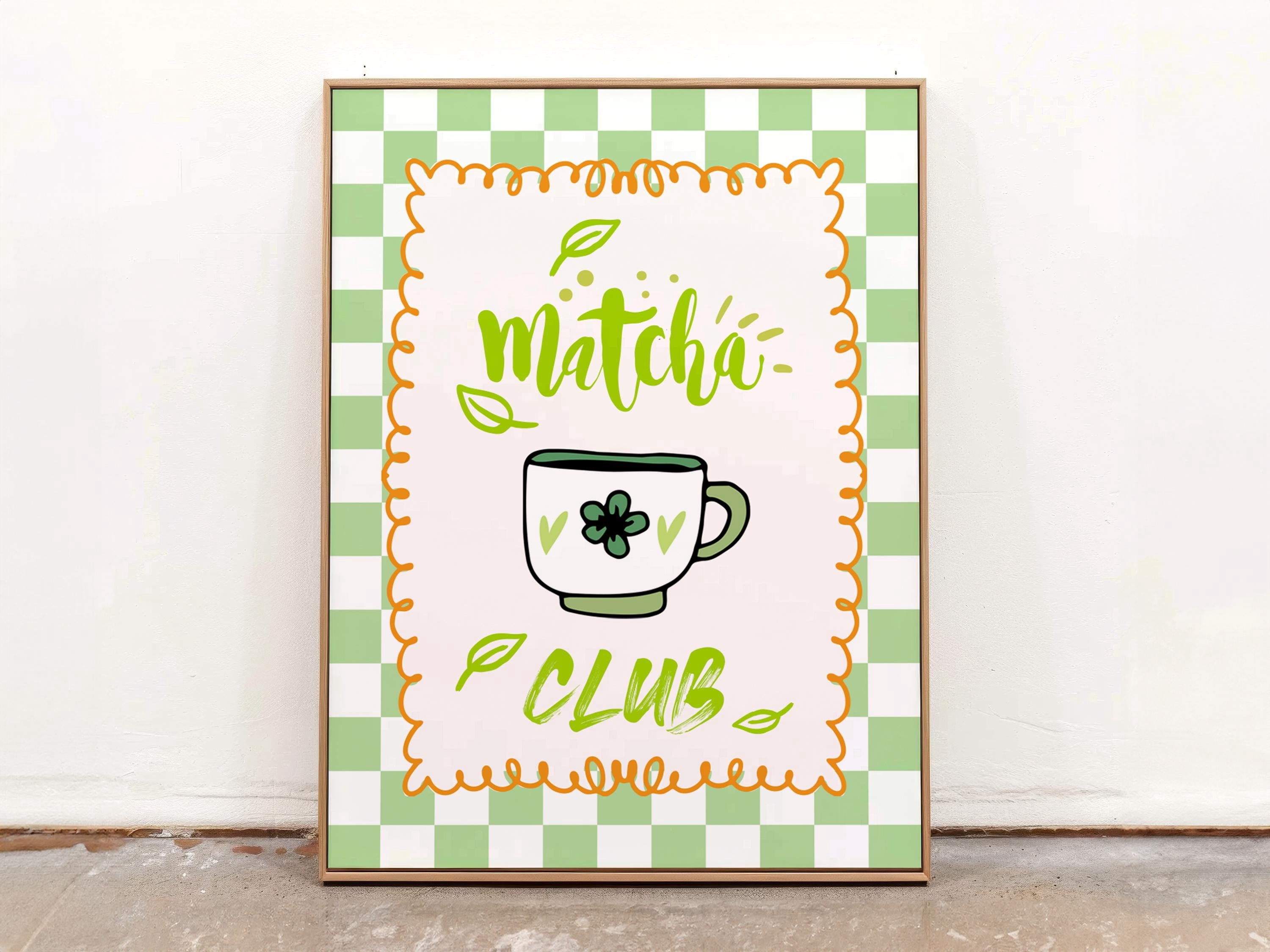 Affixzi Matcha Club Wall Art, Green Tea Kitchen Decor, Matcha Lover ...