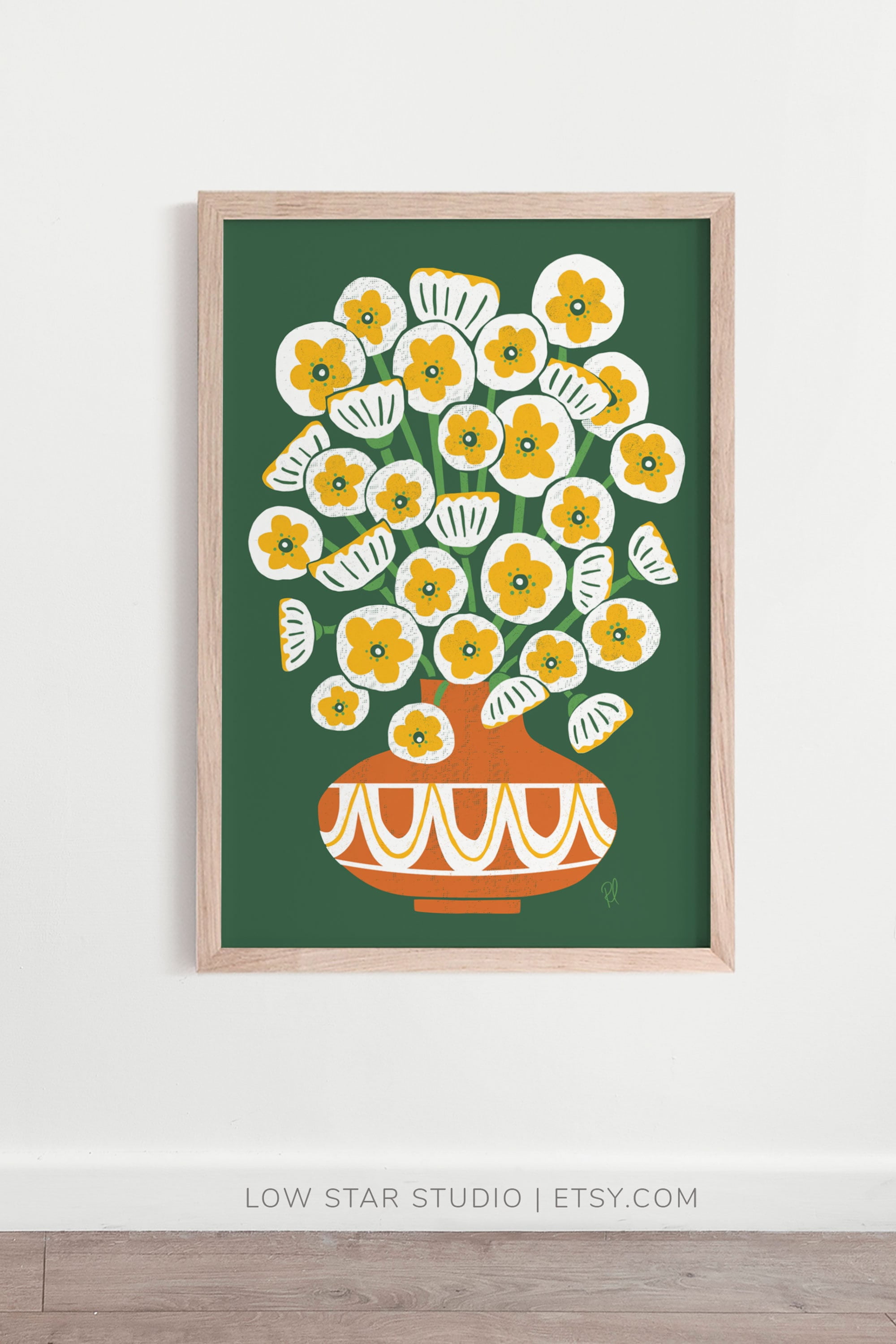 Affixzi Mid Century Modern Floral Print Minimalist Bouquet Poster ...