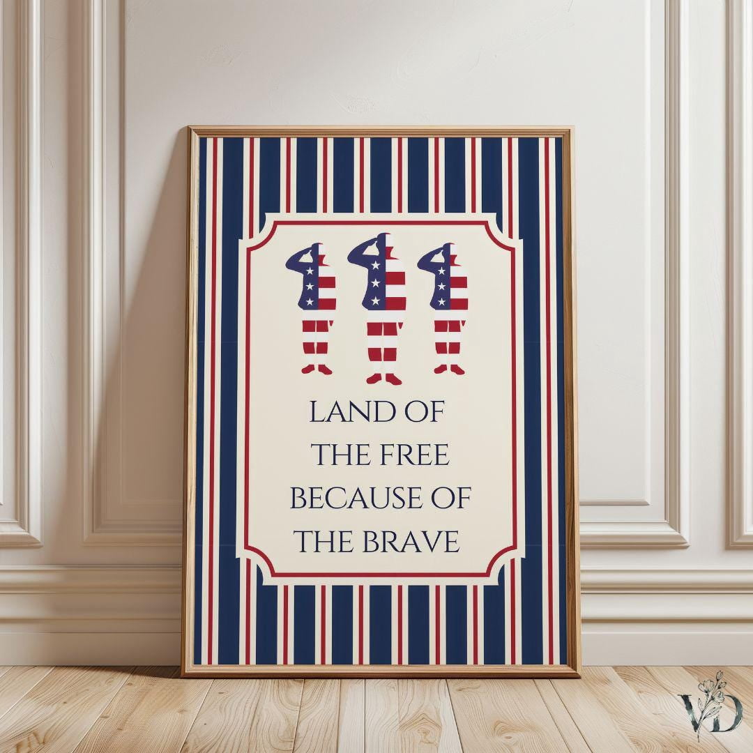 Affixzi Military Brave Print Patriotic Veterans Gift America 250 Decor ...