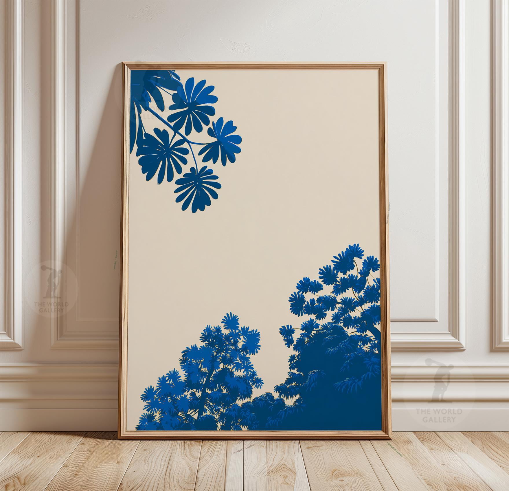 Affixzi Minimalist Floral Wall Art | Blue Botanical Design | Modern ...