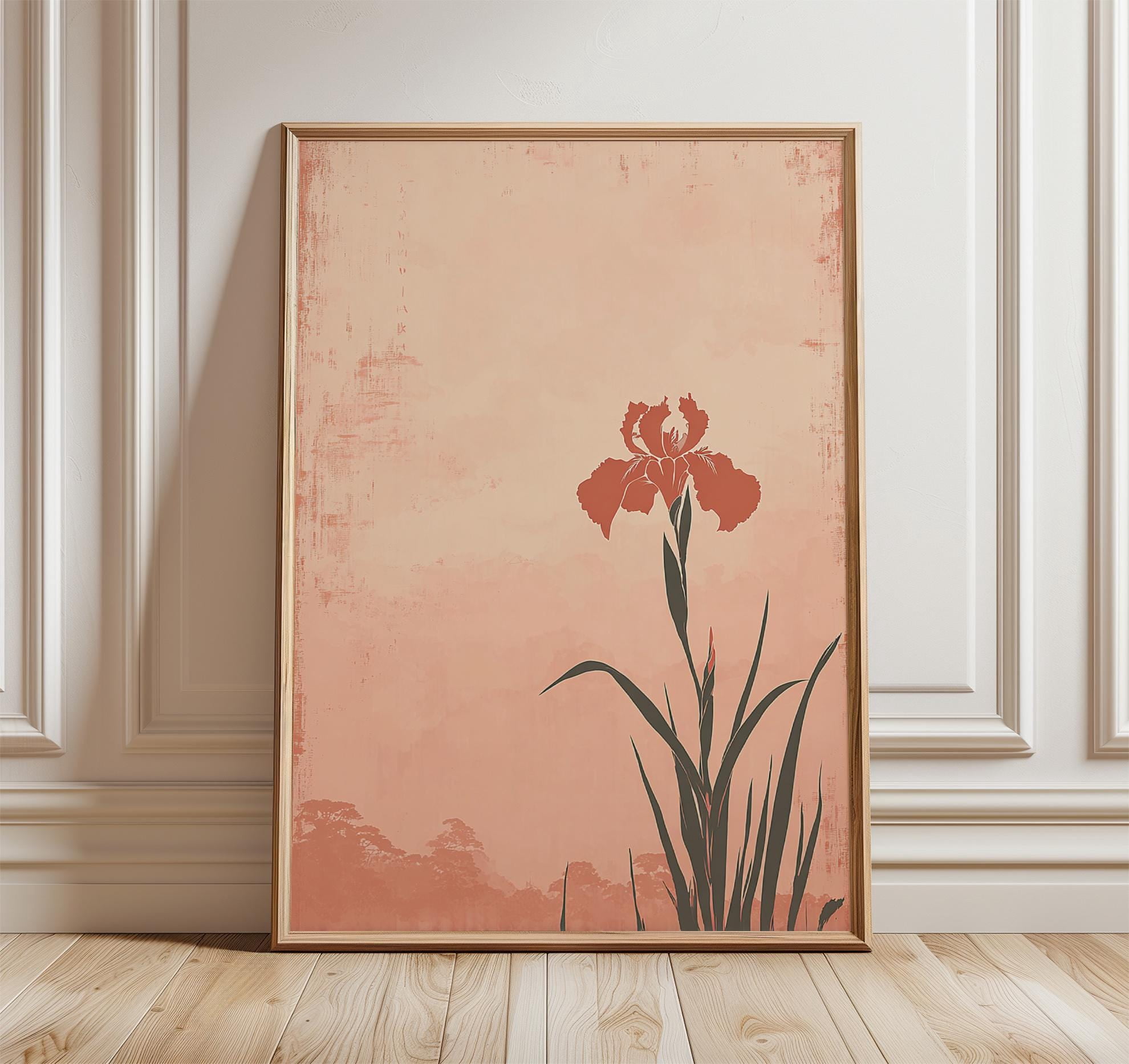 Affixzi Minimalist Japanese Iris Poster - Botanical Wall Art in Asian ...