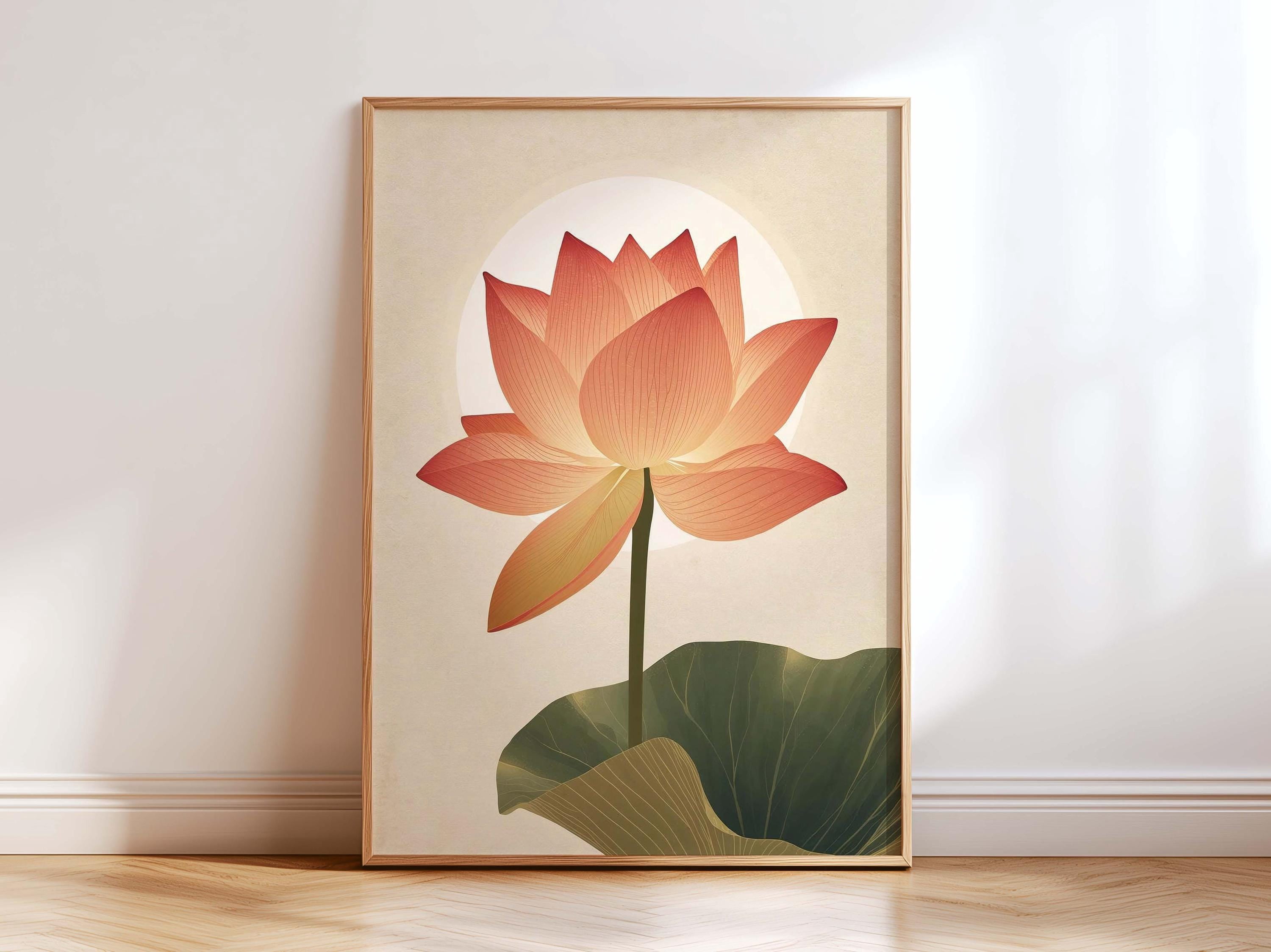 Affixzi Minimalist Lotus Flower Wall Art, Zen Botanical Poster for ...