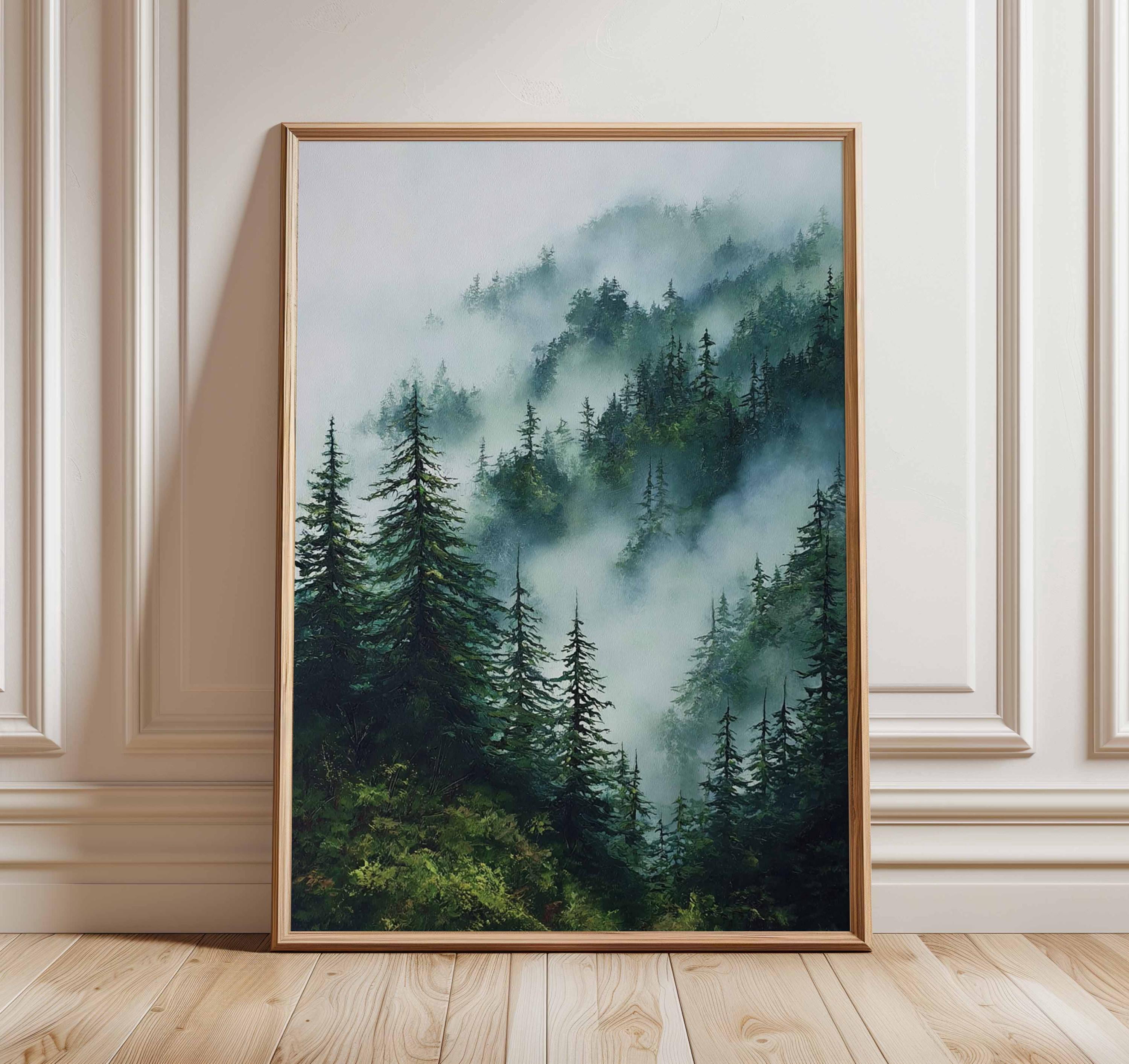 Affixzi Misty Forest Wall Art, Tranquil Woodland Landscape for Nature ...