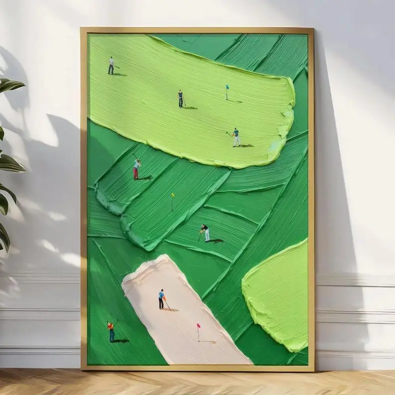 Affixzi Modern Sports Abstract Green Landscape Wall Art Print ...