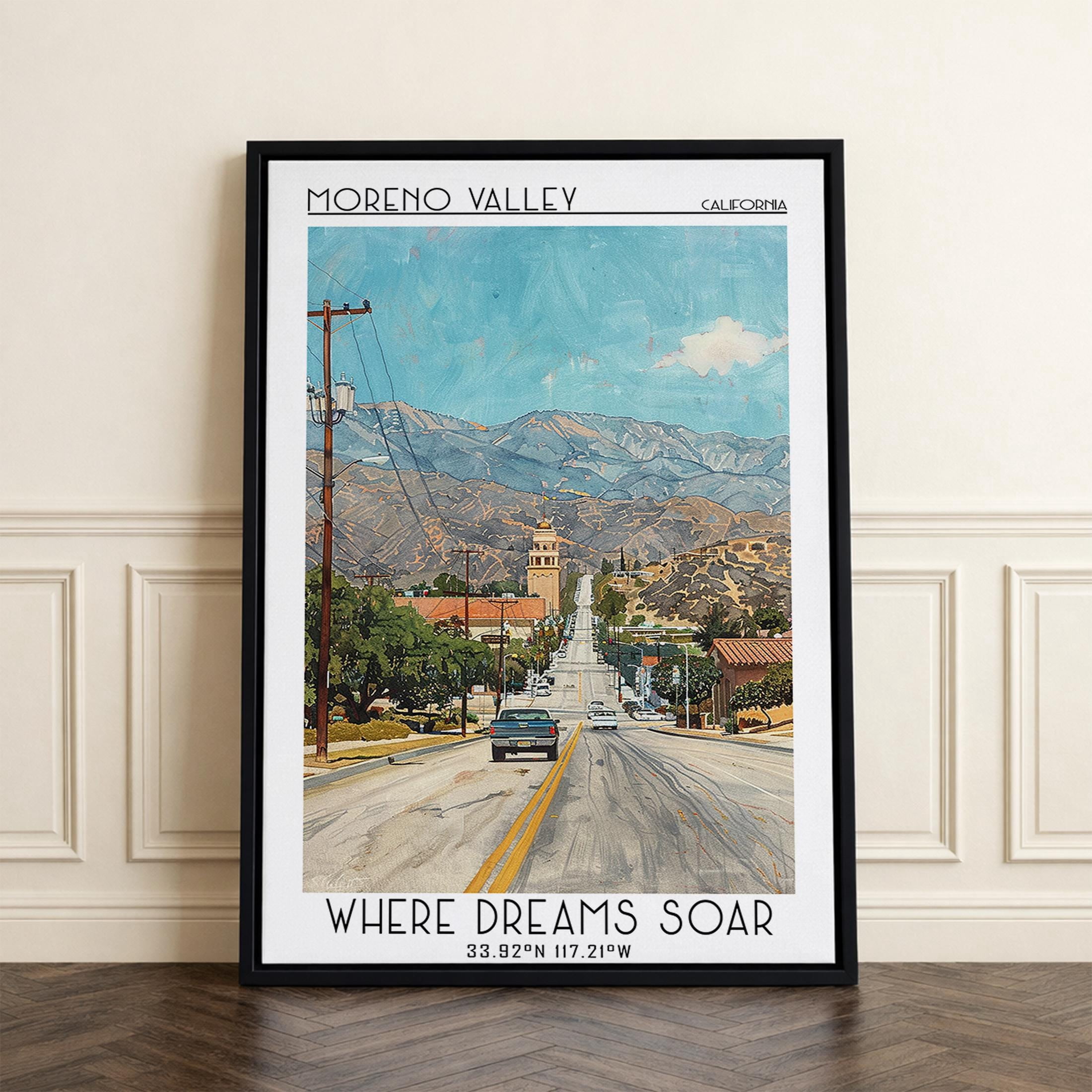 Affixzi Moreno Valley Travel Poster, City Art Print, Travel Wall Art ...