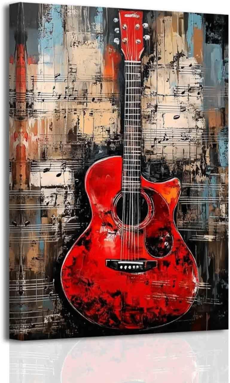 Affixzi Music Canvas Wall Art Guitar Pictures Vintage Music Studio Room ...