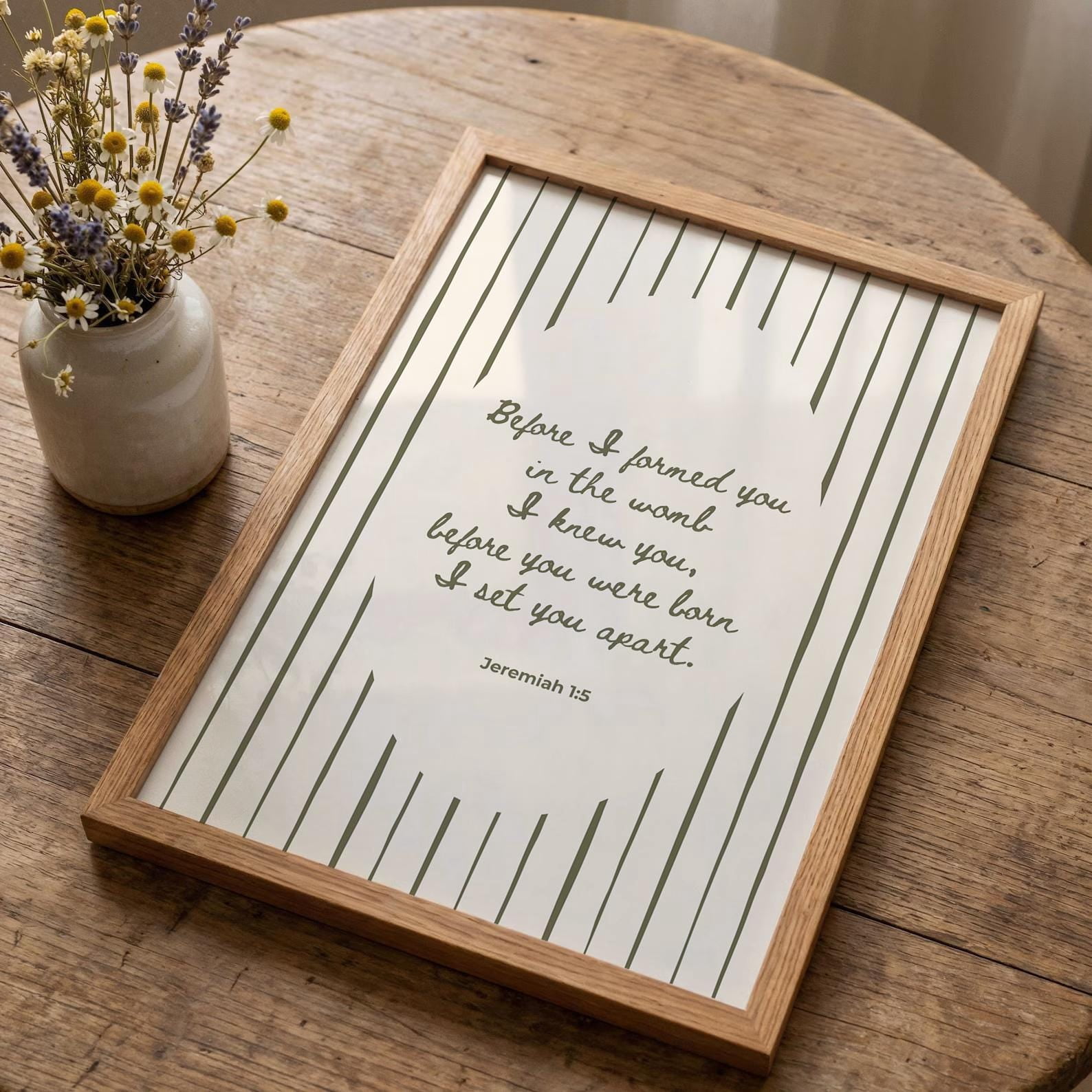 Affixzi Nursery Print, Before I Formed You Scripture, Striped Bible ...