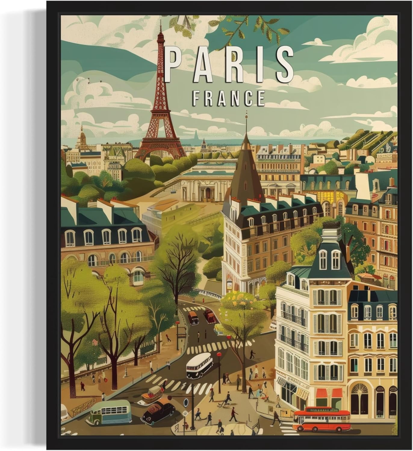 Affixzi Paris France Art Print Poster Europe City Skyline Vintage Wall ...