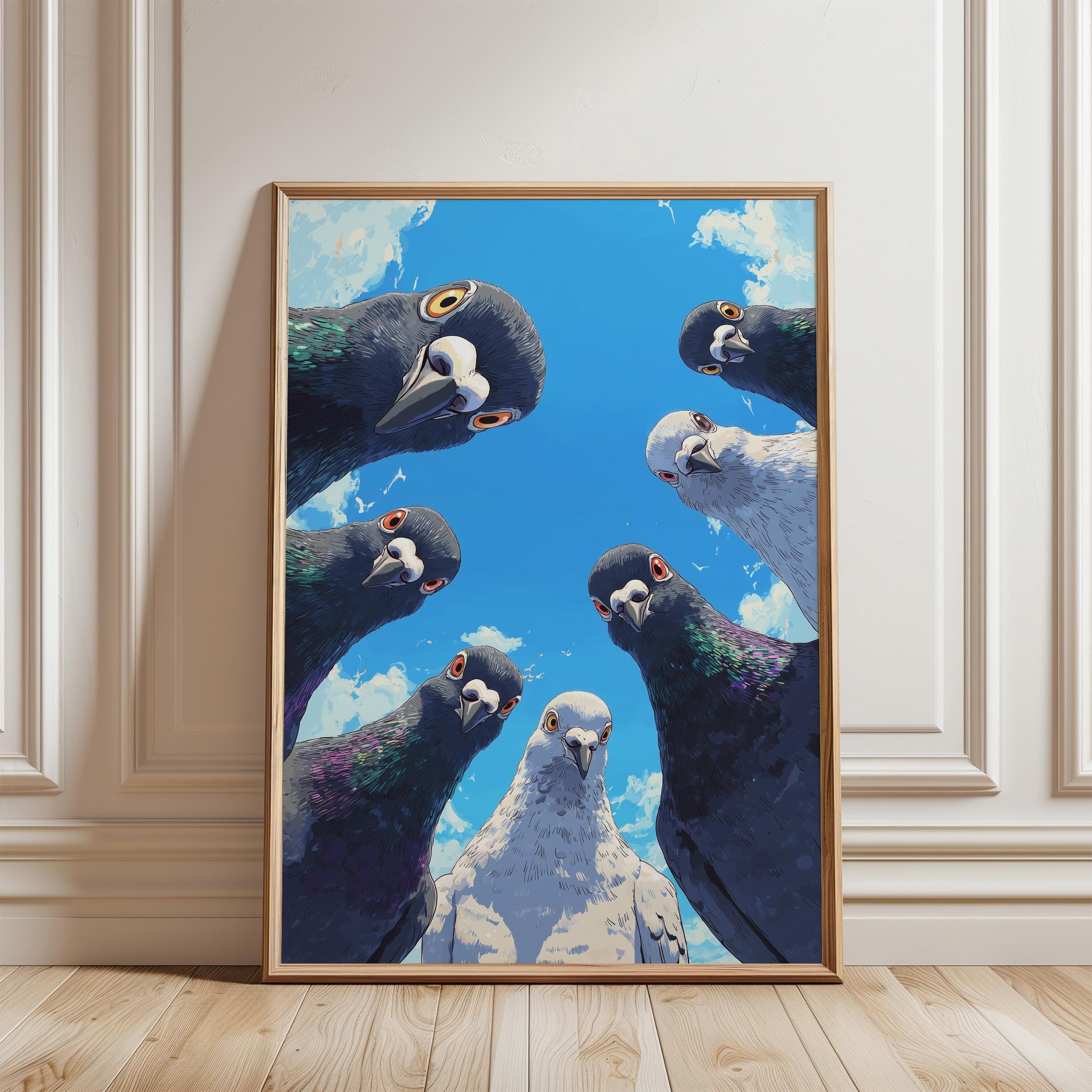 Affixzi Pigeon Art Print, Bird Bathroom Wall Art, Animal Poster ...
