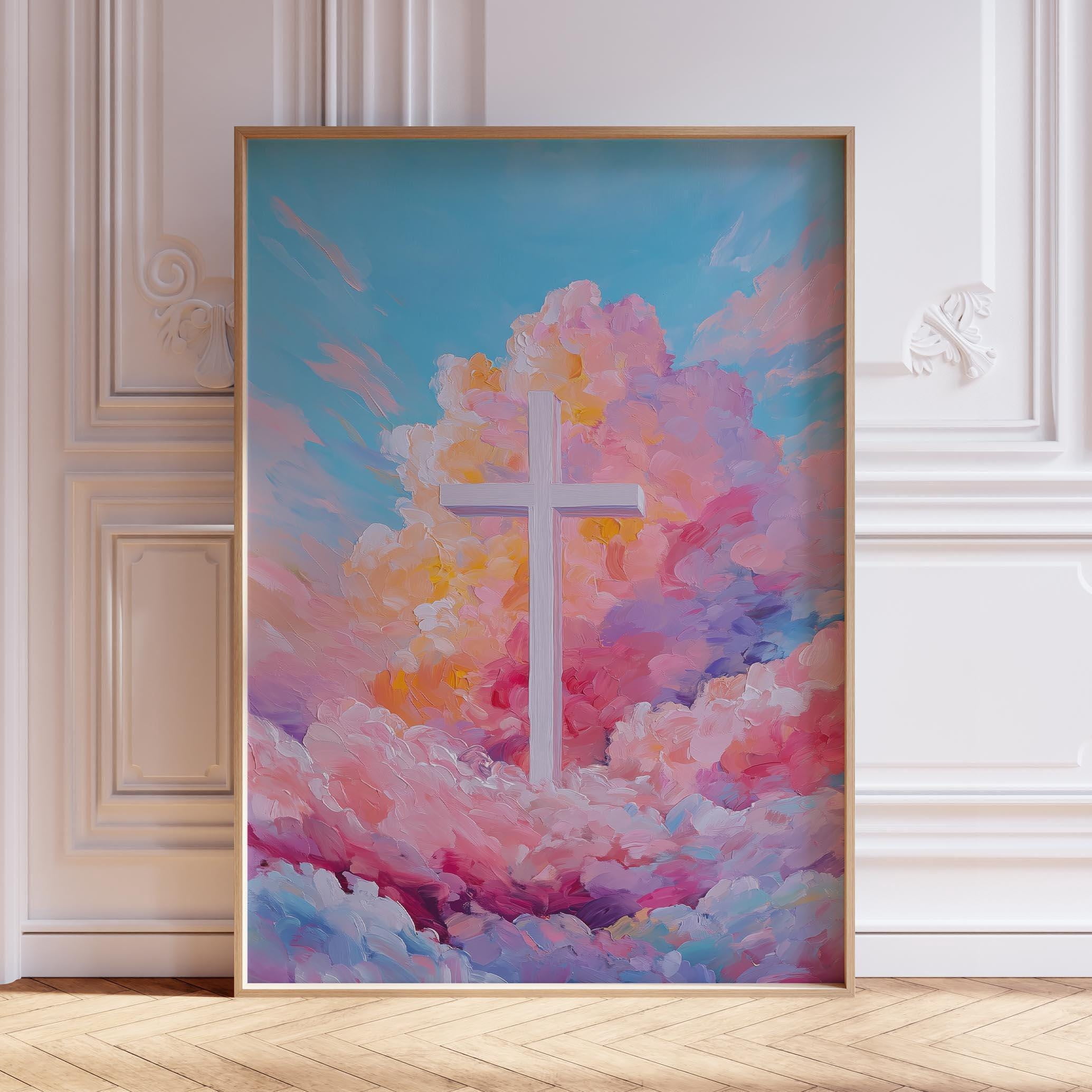 Affixzi Pink Jesus Wall Art | Christian Cross Print | Inspirational ...