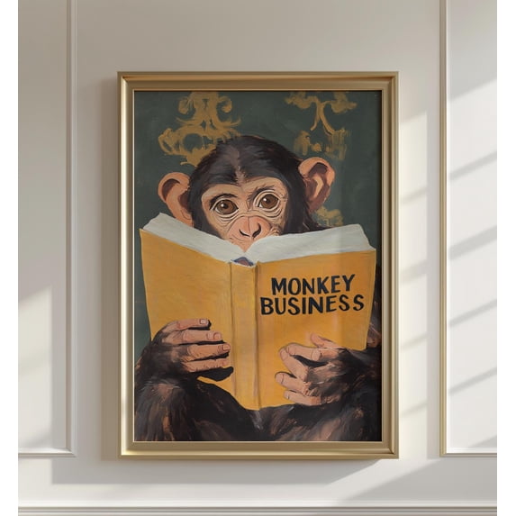 Affixzi Playful Monkey Business Wall Art: Quirky Animal Print for ...