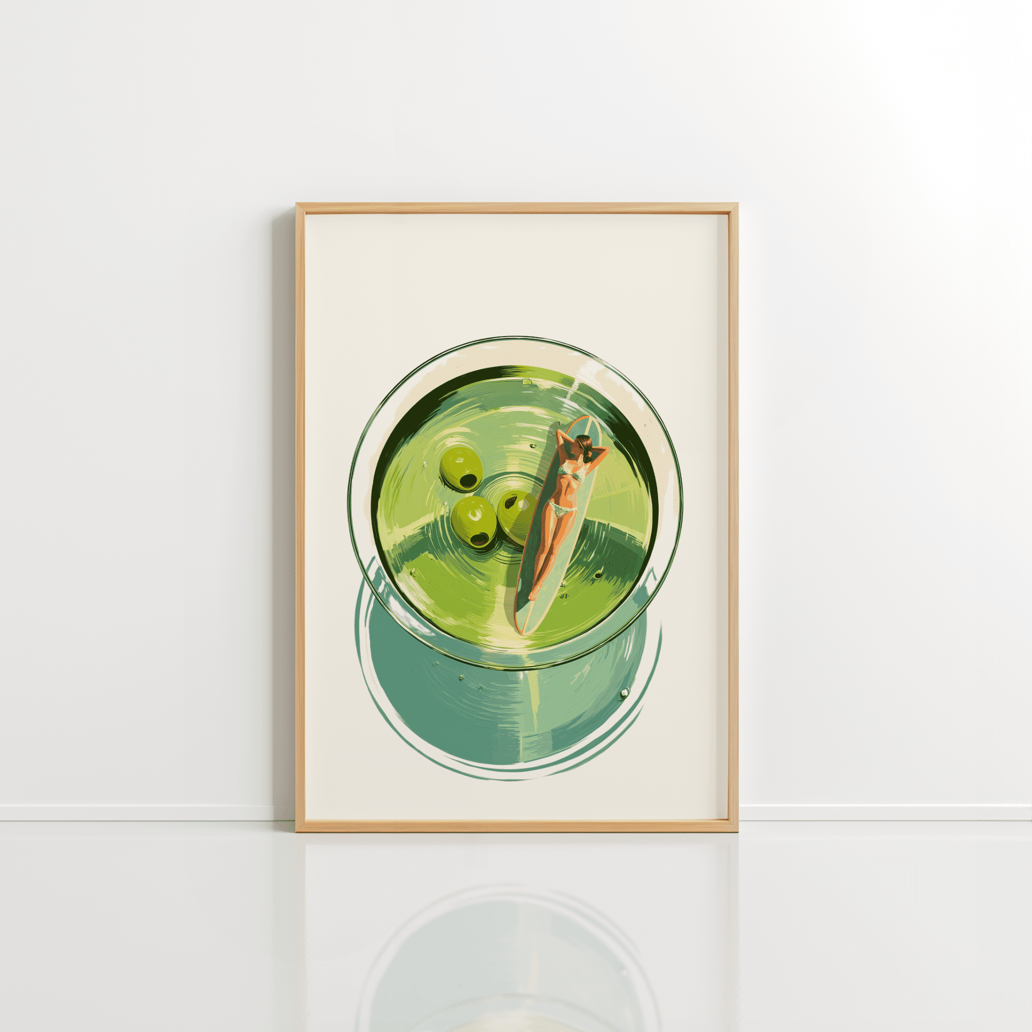 Affixzi Pool Wall Art, Retro Martini Cocktail Print, Vintage Poolside ...
