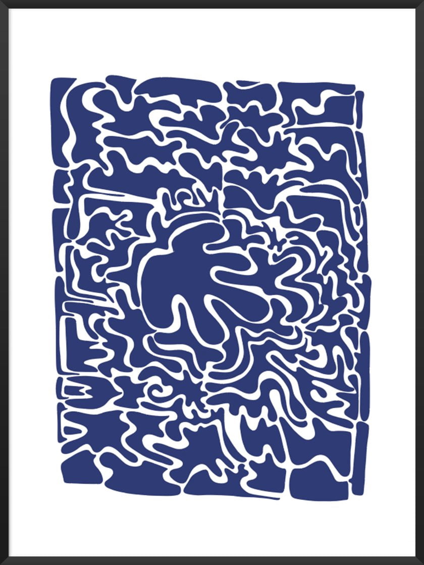 Affixzi Poster, Abstract Blue Puzzle, Geometric Wall Art, Modern Home ...
