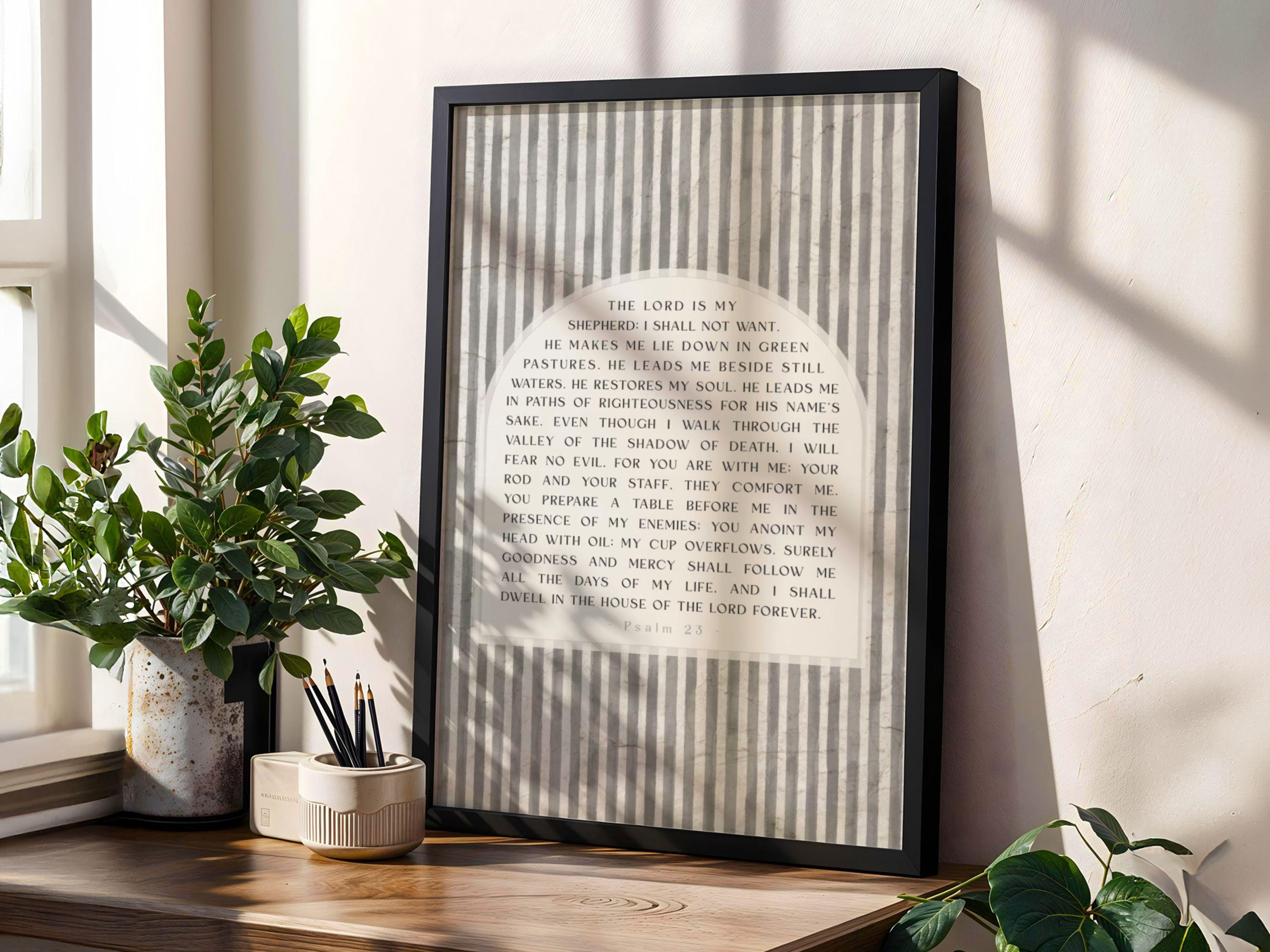 Affixzi Psalm 23 Scripture Print: Minimalist Christian Home Decor ...