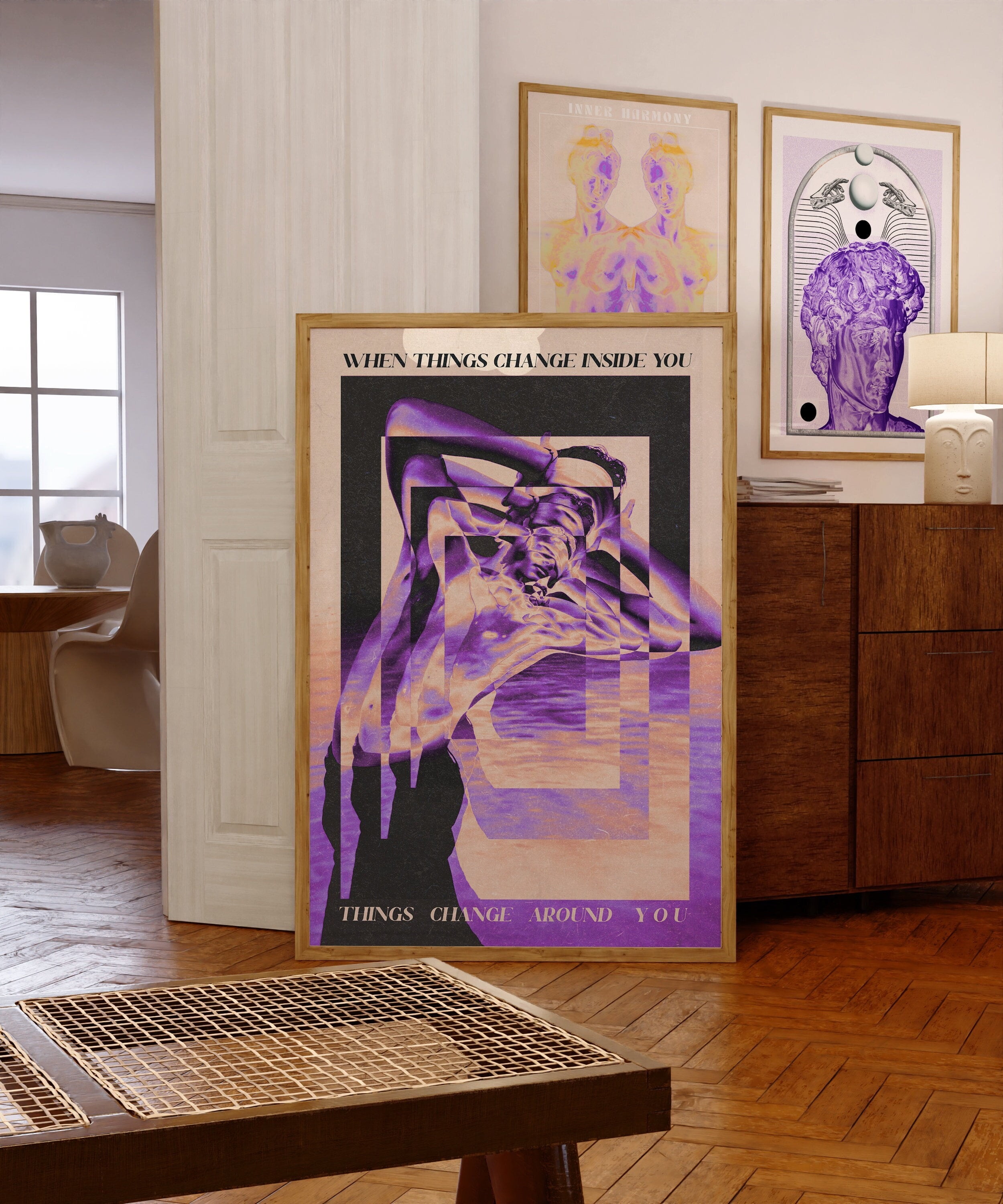 Affixzi Psychedelic Aura Art Print, 70s Retro Hippie Room Decor ...