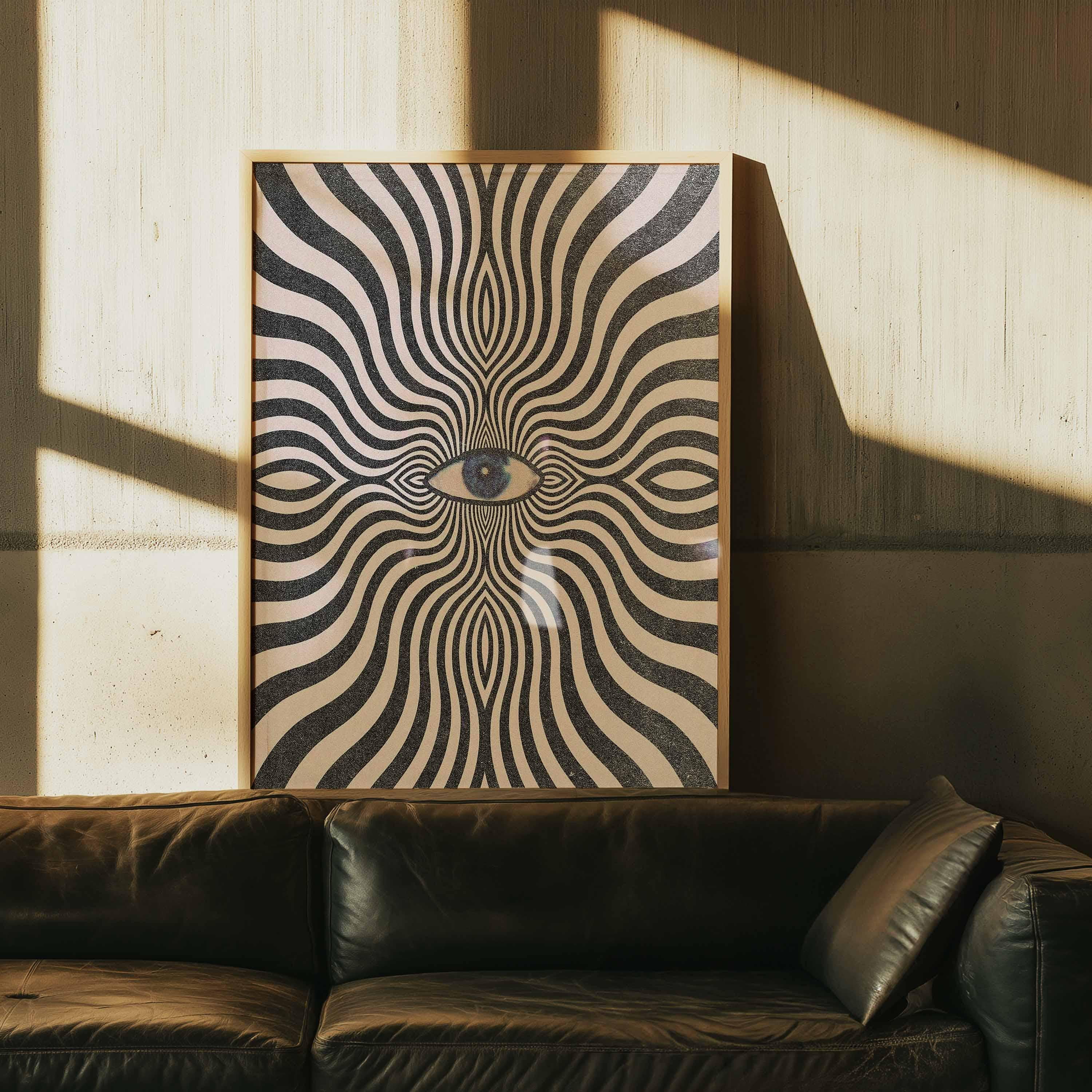 Affixzi Psychedelic Third Eye Poster, 70s Optical Illusion Art Print ...