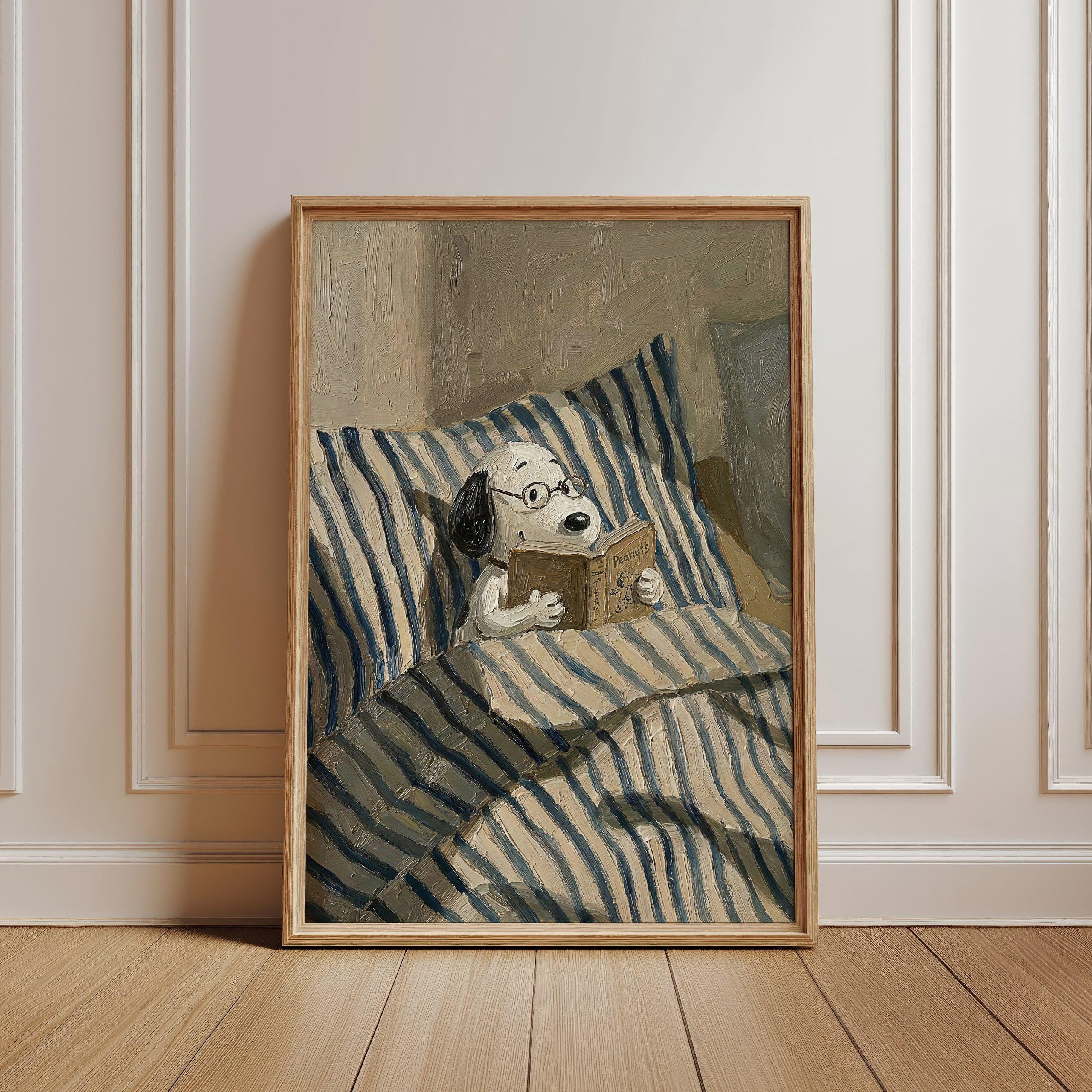Affixzi Puppy Reading Poster, Cozy Wall Art for Bedroom, Reading Nook ...