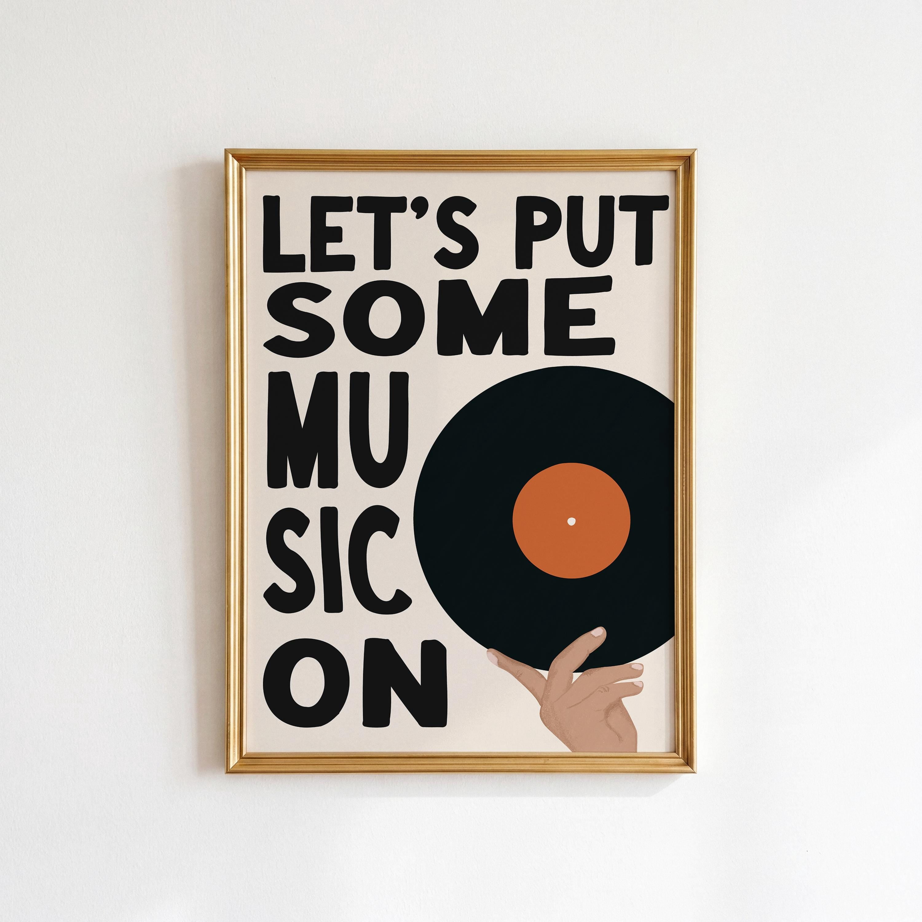 Affixzi Put Some Music On Print, Retro Vinyl Record Poster, Funky Wall ...