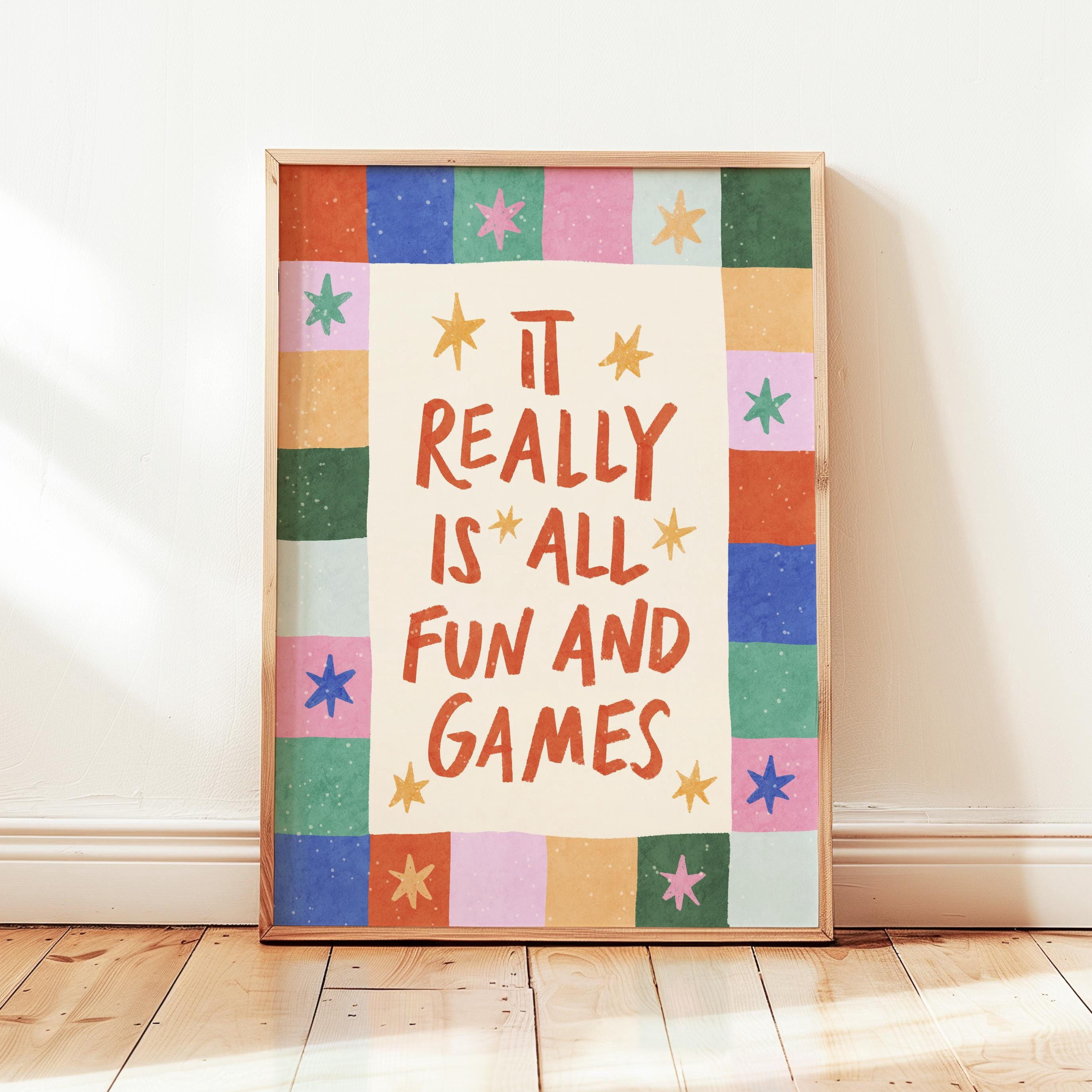 Affixzi Really Is All Fun And Games Print, Colorful Playroom Poster ...