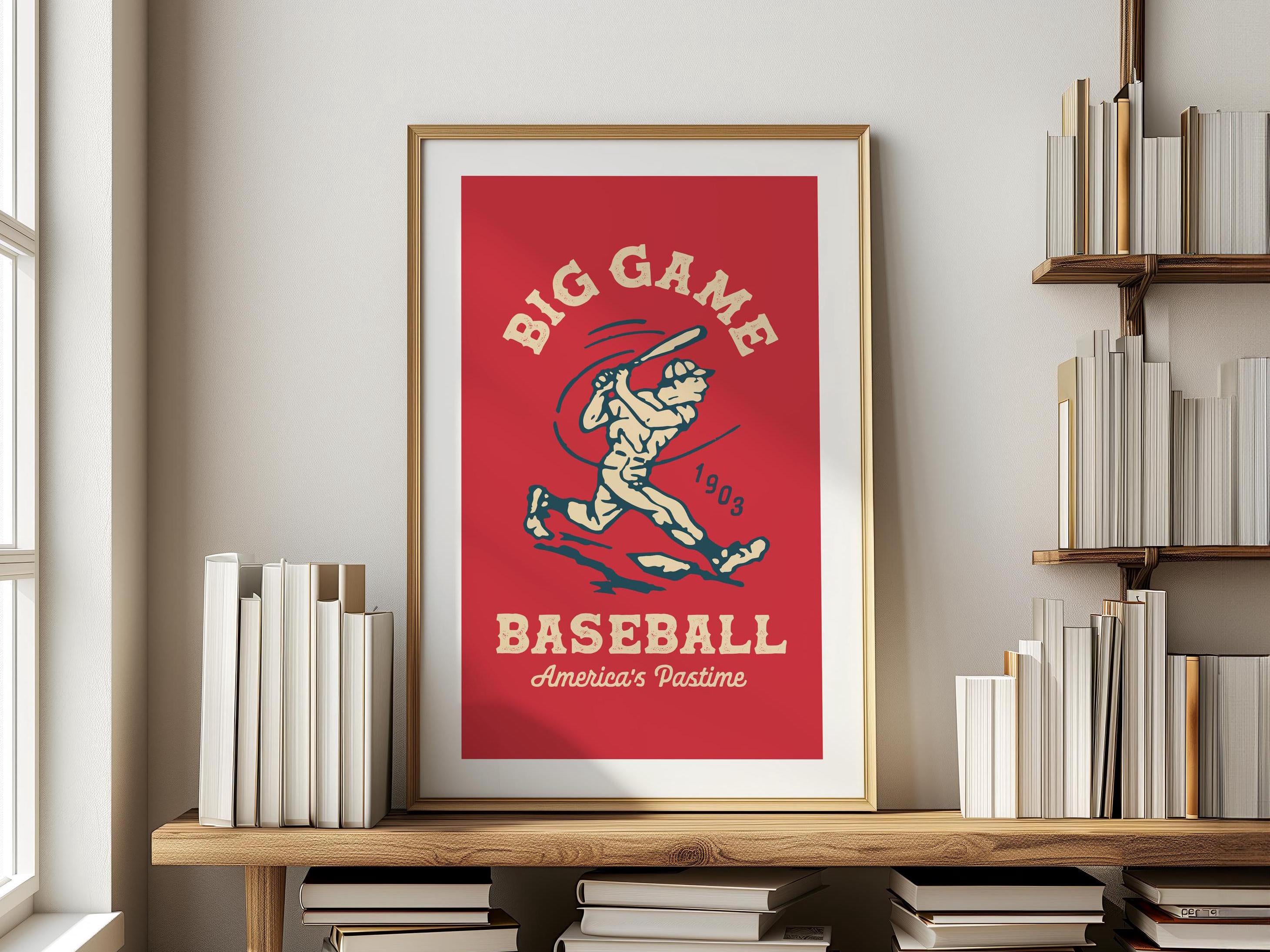 Affixzi Retro Baseball Art Print, Throwback Baseball Poster, Big Game ...