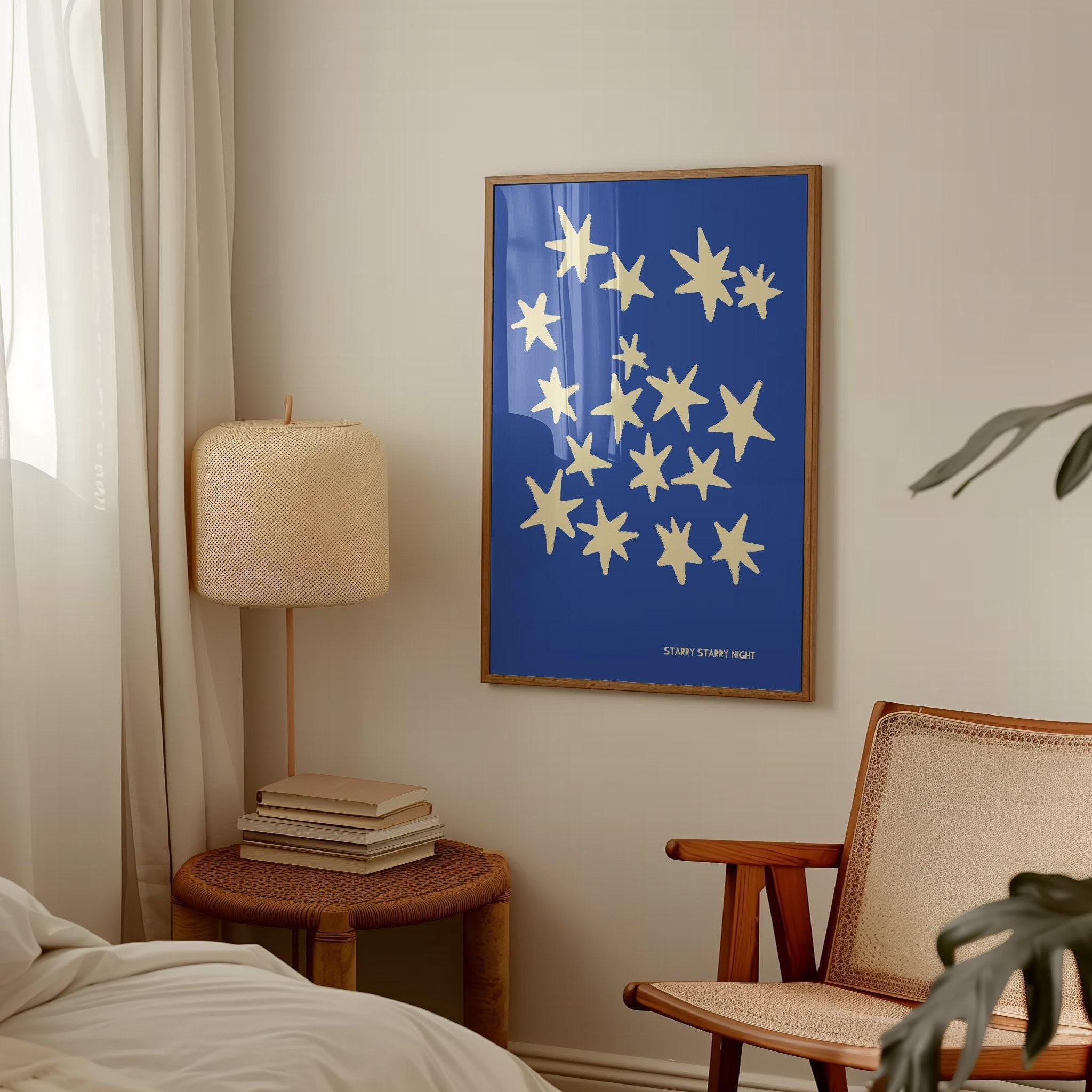 Affixzi Retro Giclée Star Bedroom Print “Starry Night”| Indie Wall Art ...