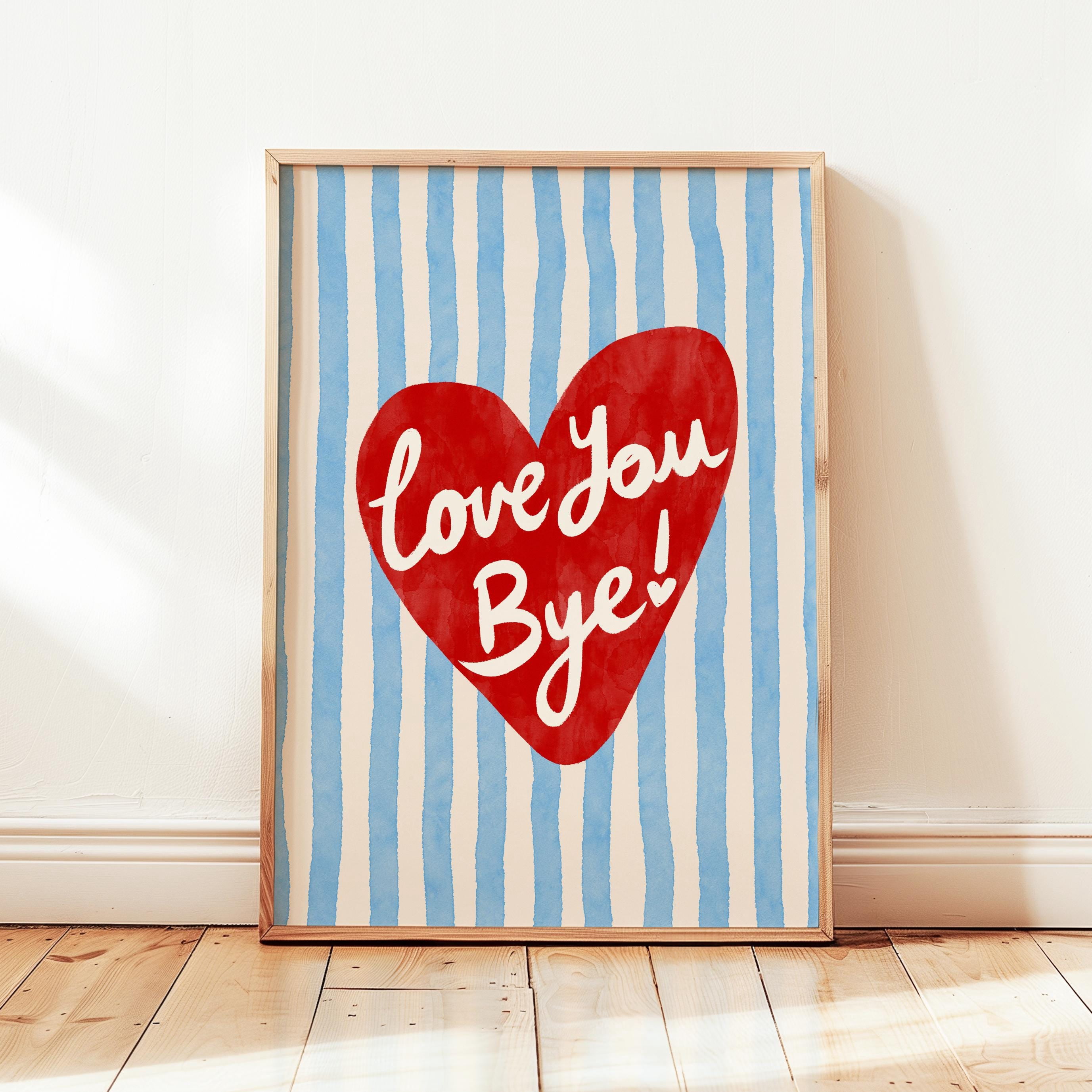 Affixzi Retro Heart Stripes Poster Print for Entryway Wall Decor ...