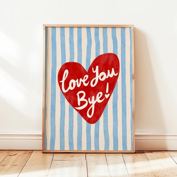 Affixzi Retro Heart Stripes Poster Print for Entryway Wall Decor ...