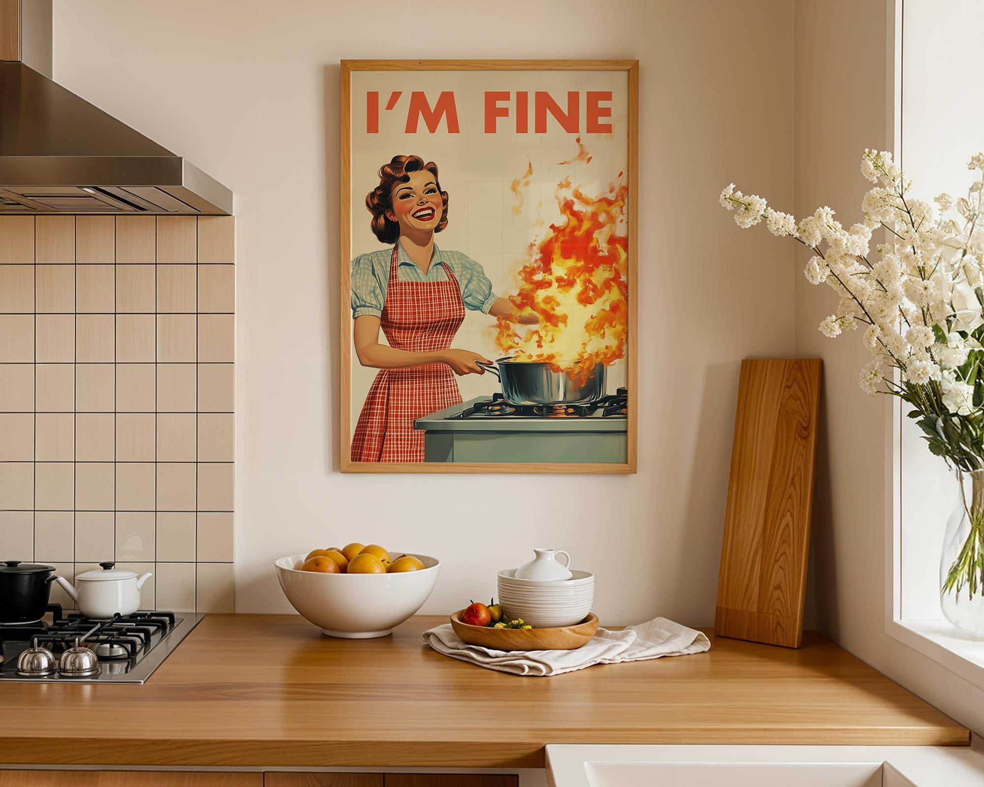 Affixzi Retro Kitchen Poster, Vintage Cooking Art, 50s Style Wall Decor ...