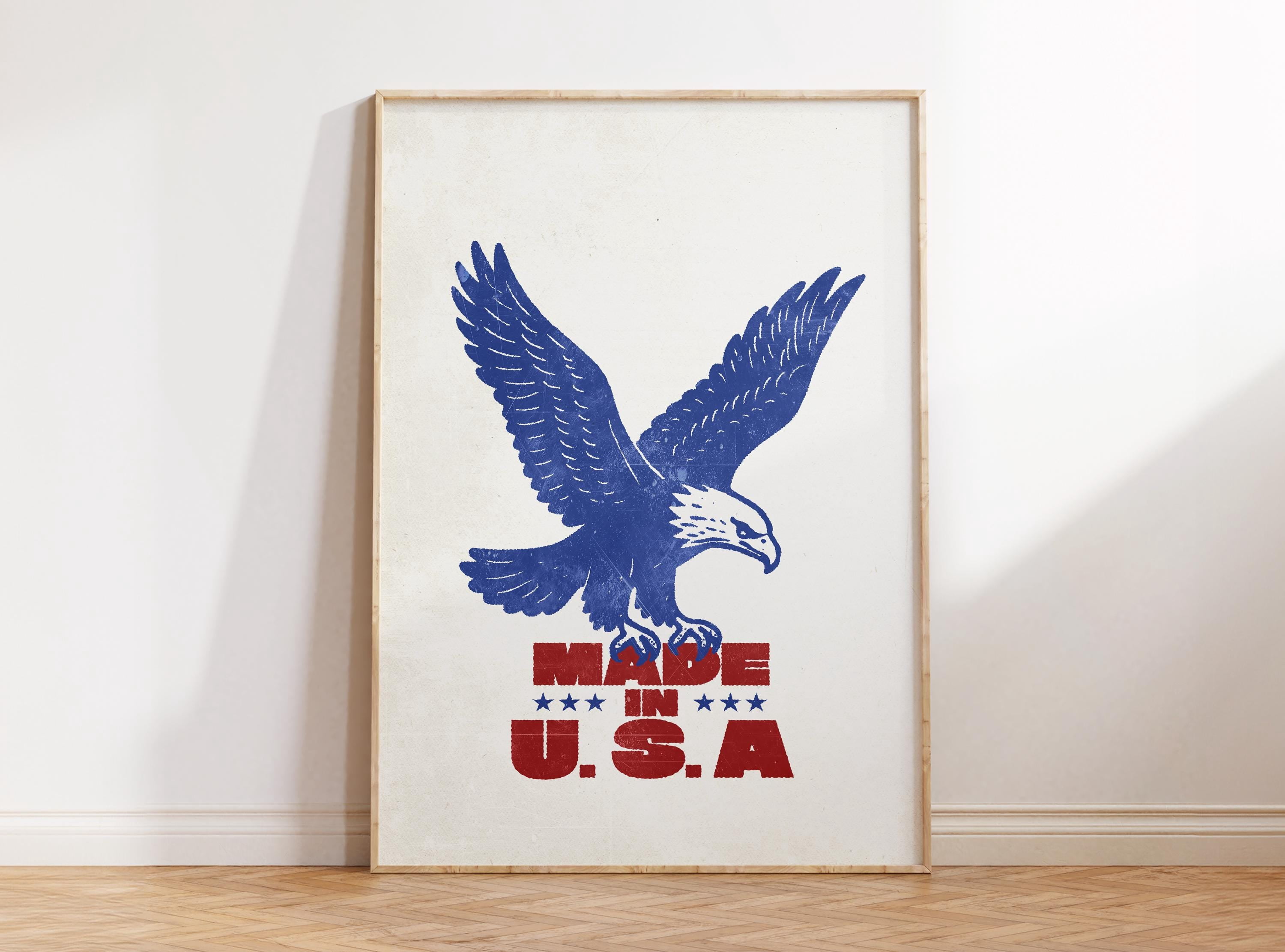 Affixzi Retro Made in USA Poster, 4th of July Decor, USA Flag, American ...