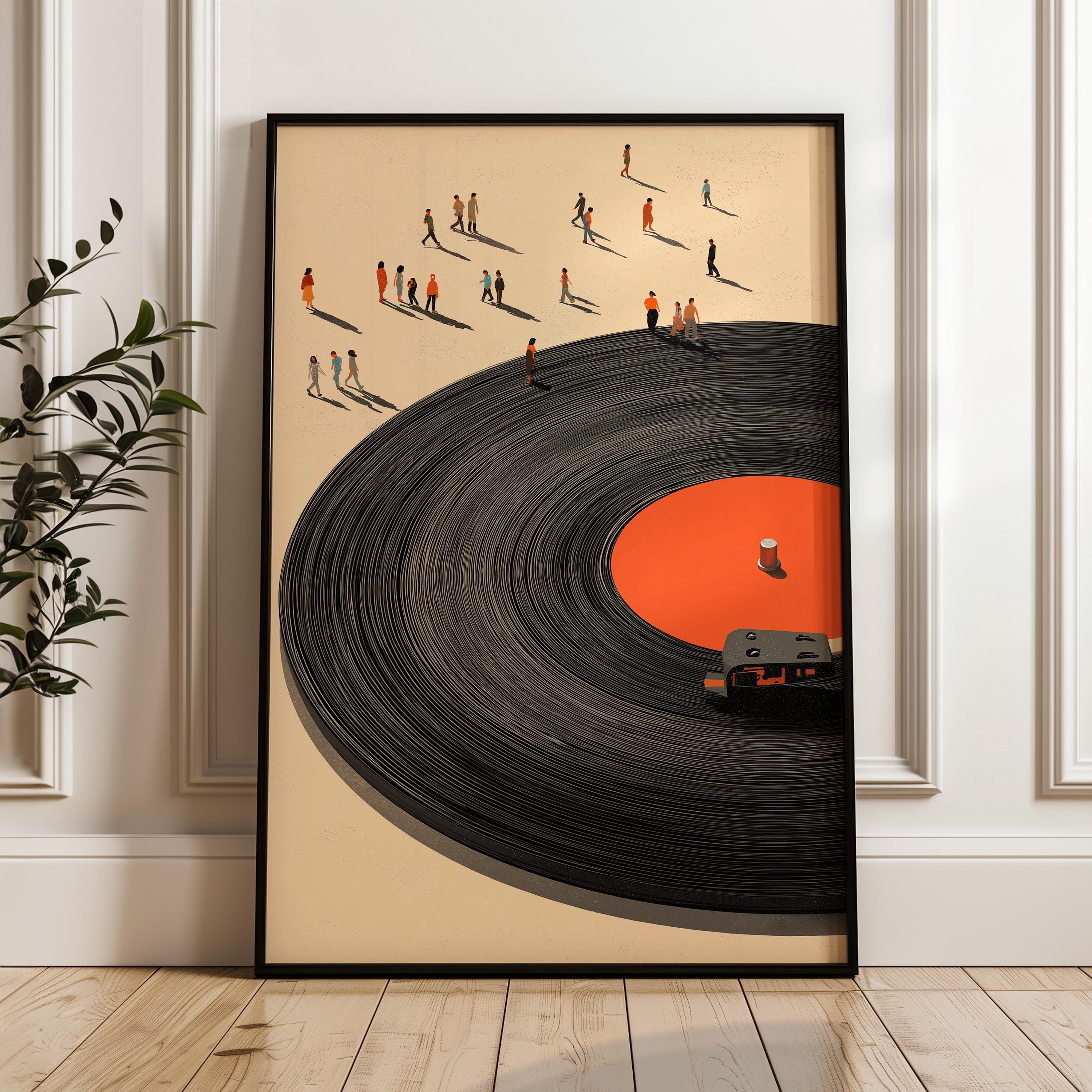 Affixzi Retro Minimalist People Poster, Modern Music Illustration ...