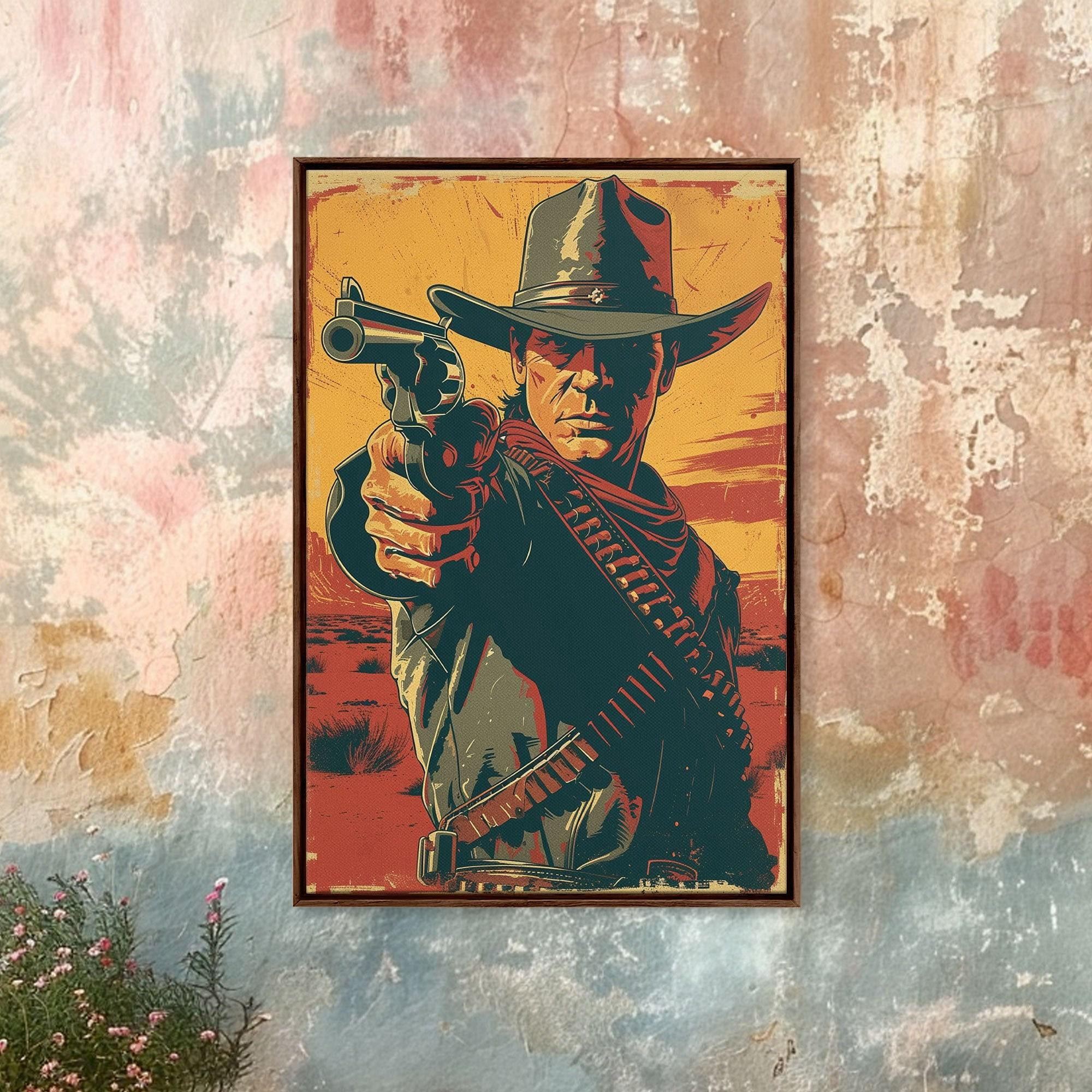 Affixzi Retro Sci-Fi Cowboy Art Poster, Western Vintage Wall Decor ...