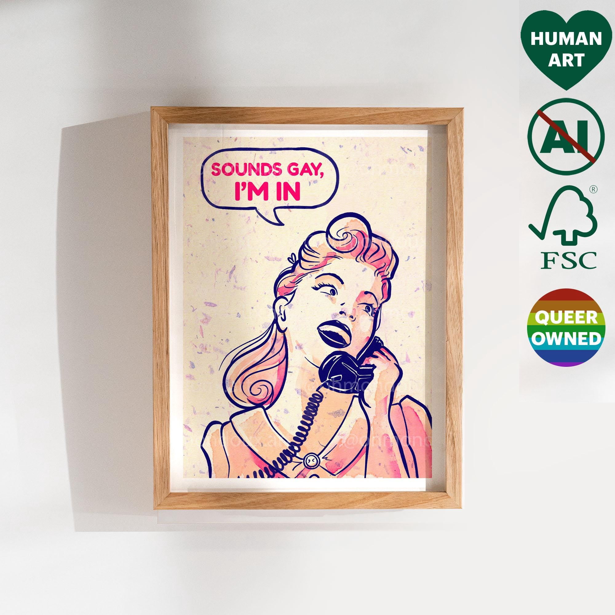 Affixzi Retro Sounds I'm In Art Print Card, Allied Friend Bedroom ...